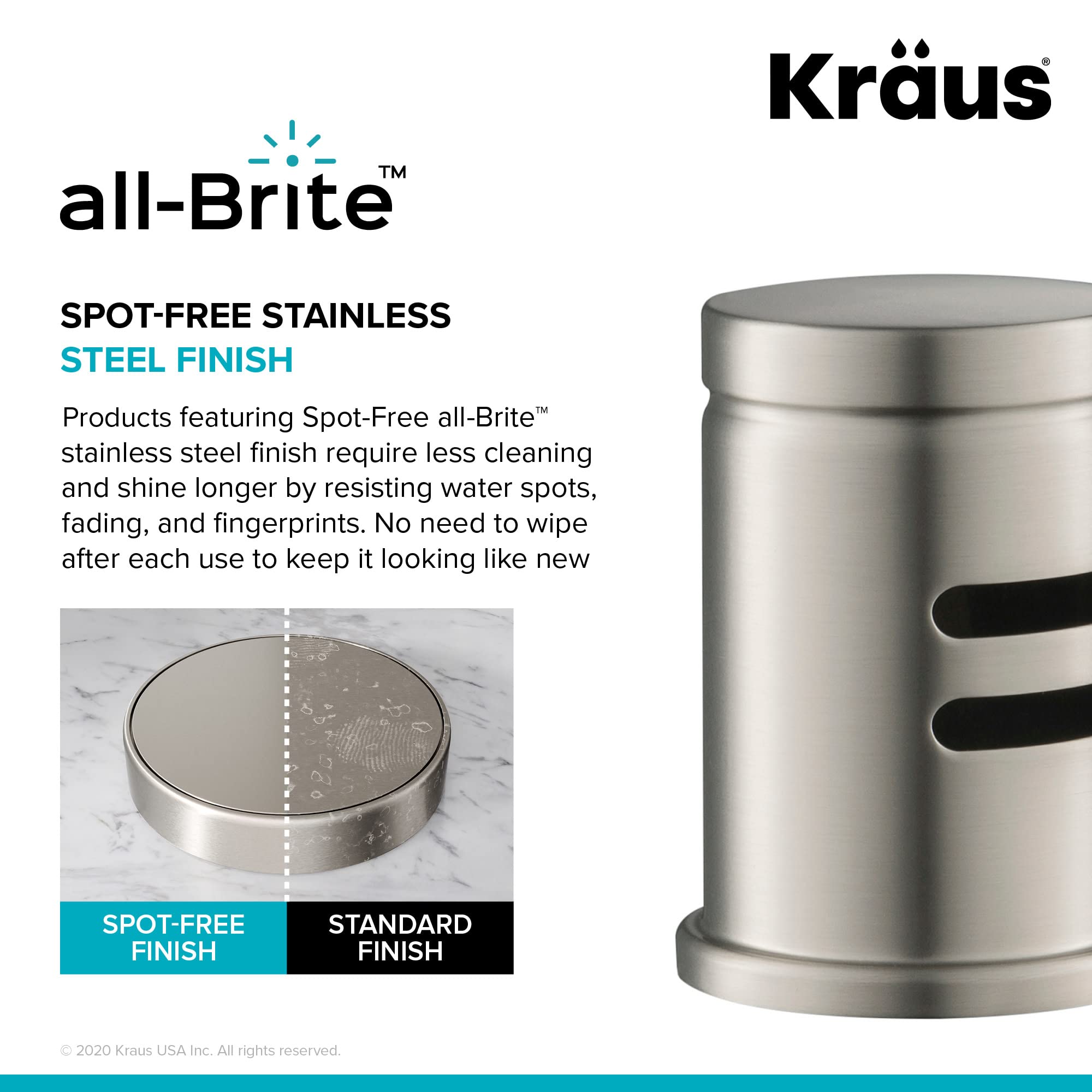 KRAUS Dishwasher Air Gap in Spot Free All-Brite⢠Stainless Steel, KAG-1SFS