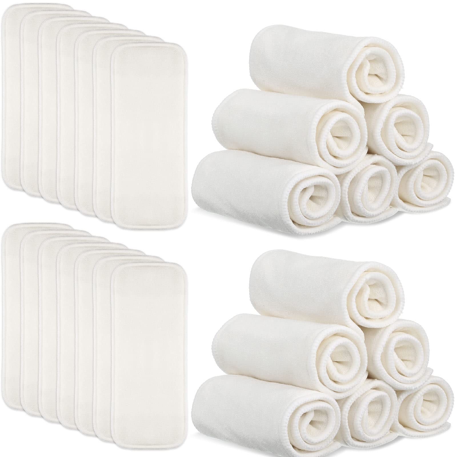 Nuanchu 20 Pcs Cloth Diaper Insert, 4 Layer Reusable High Absorbing Washable Liners for Baby, Suitable for Newborn Boys and Girls, 14.1 x 5.3 Inch