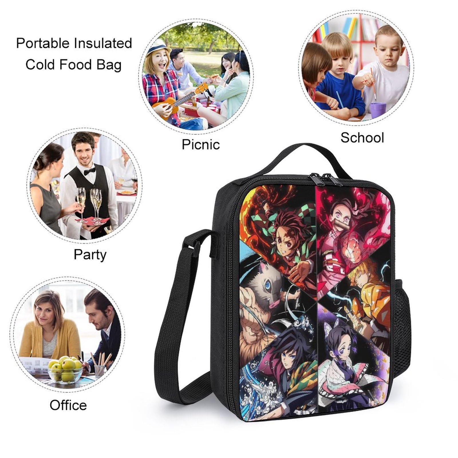 JLAHLVQU 3D Printed Anime Backpack Set Adjustable Shoulder Strap Daypack Casual College Bookbag Laptop Bag With Lunch Box Lunch Bag Pencil Case