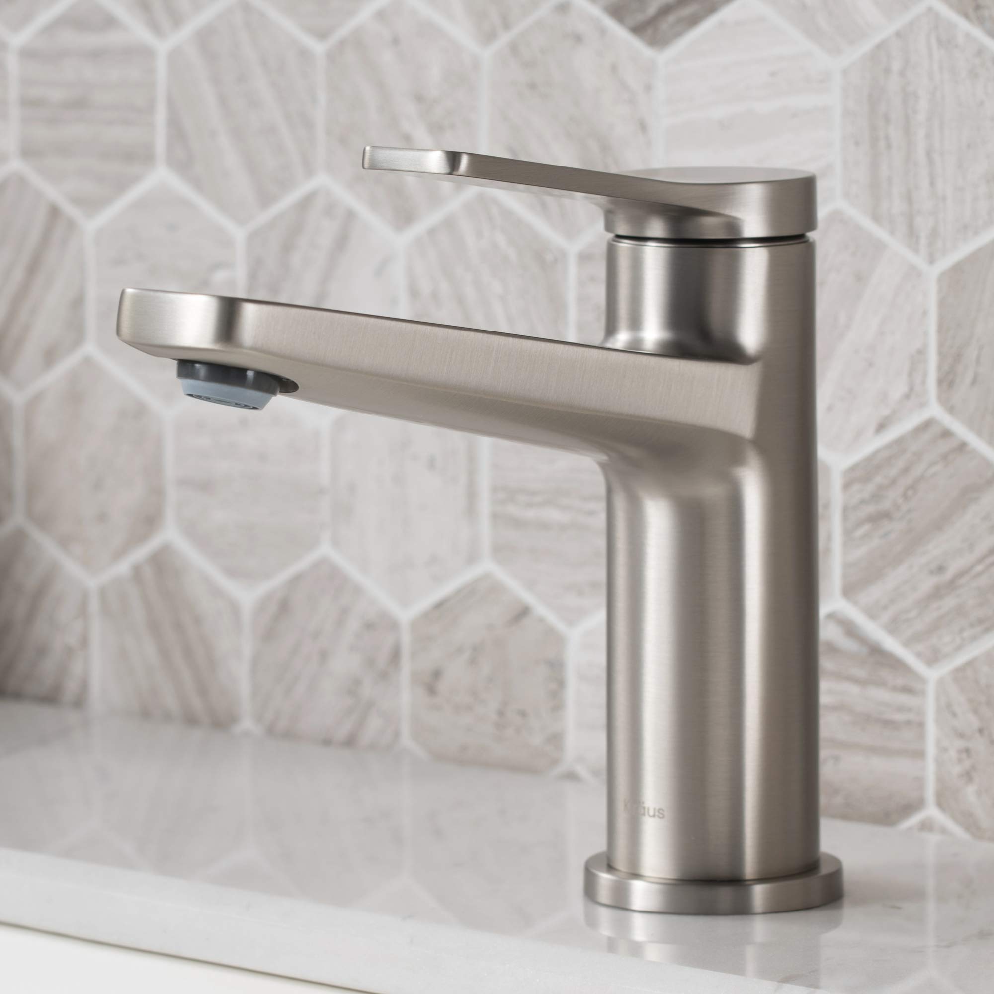KRAUS Indy Single Handle Basin Bathroom Faucet in Spot Free Stainless Steel and Matching Pop-Up Drain with Overflow, KBF-1401SFS-PU-11SN