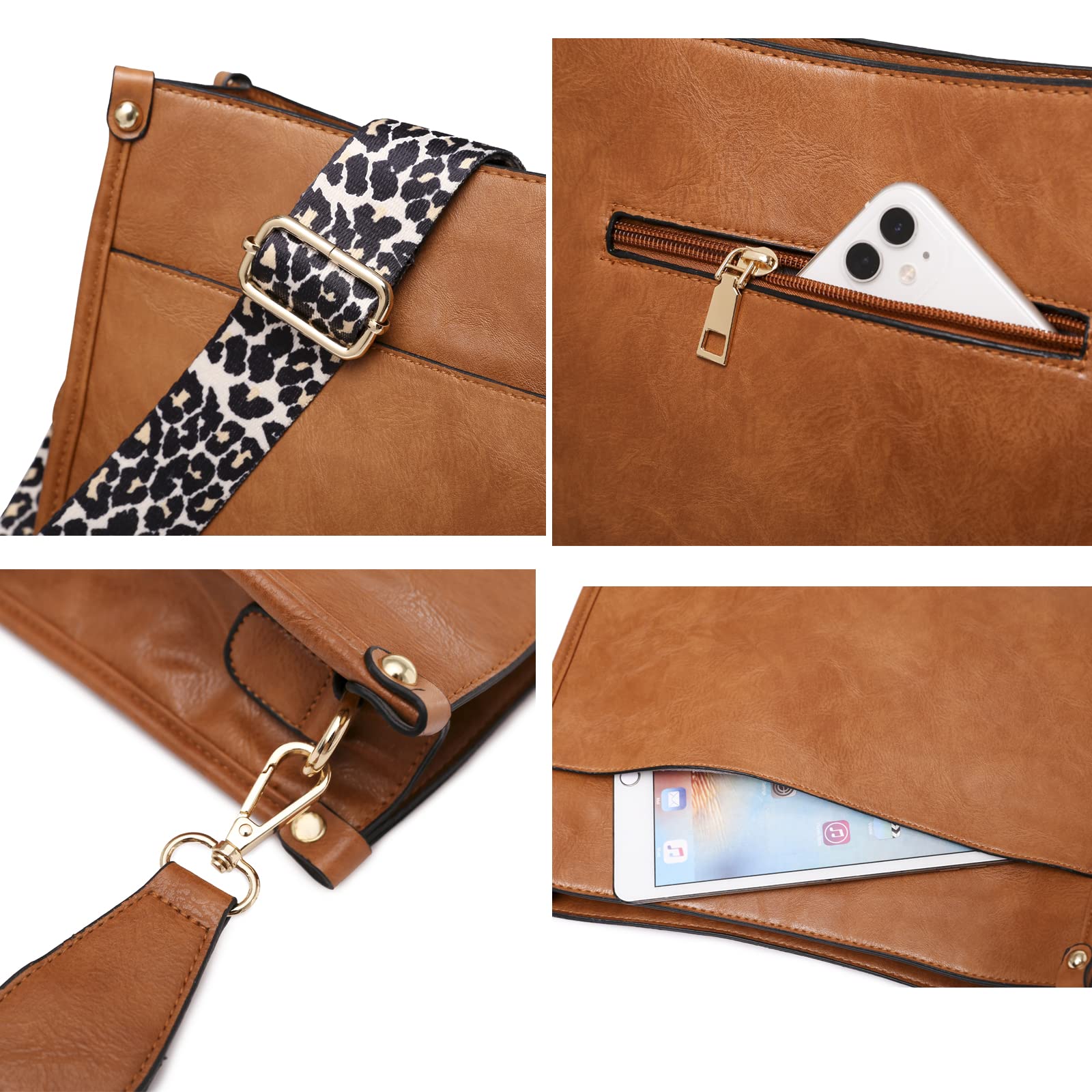 Panymmy Vegan Leather Crossbody for Women Trendy Messenger Shoulder Bag Medium Purses with Adjustable Strap (Lavender)