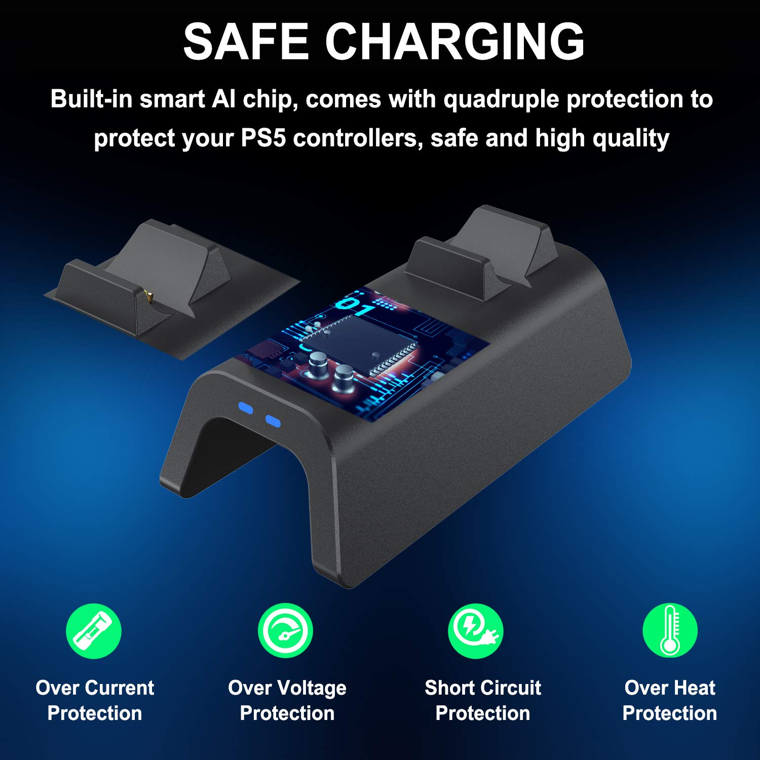 KAUPOONK PS5 Controller Charger Station, Upgraded ps5 Charging Station, Playstation 5 dualsense Charging Station with LED Indicator and Accessories Trigger Kit