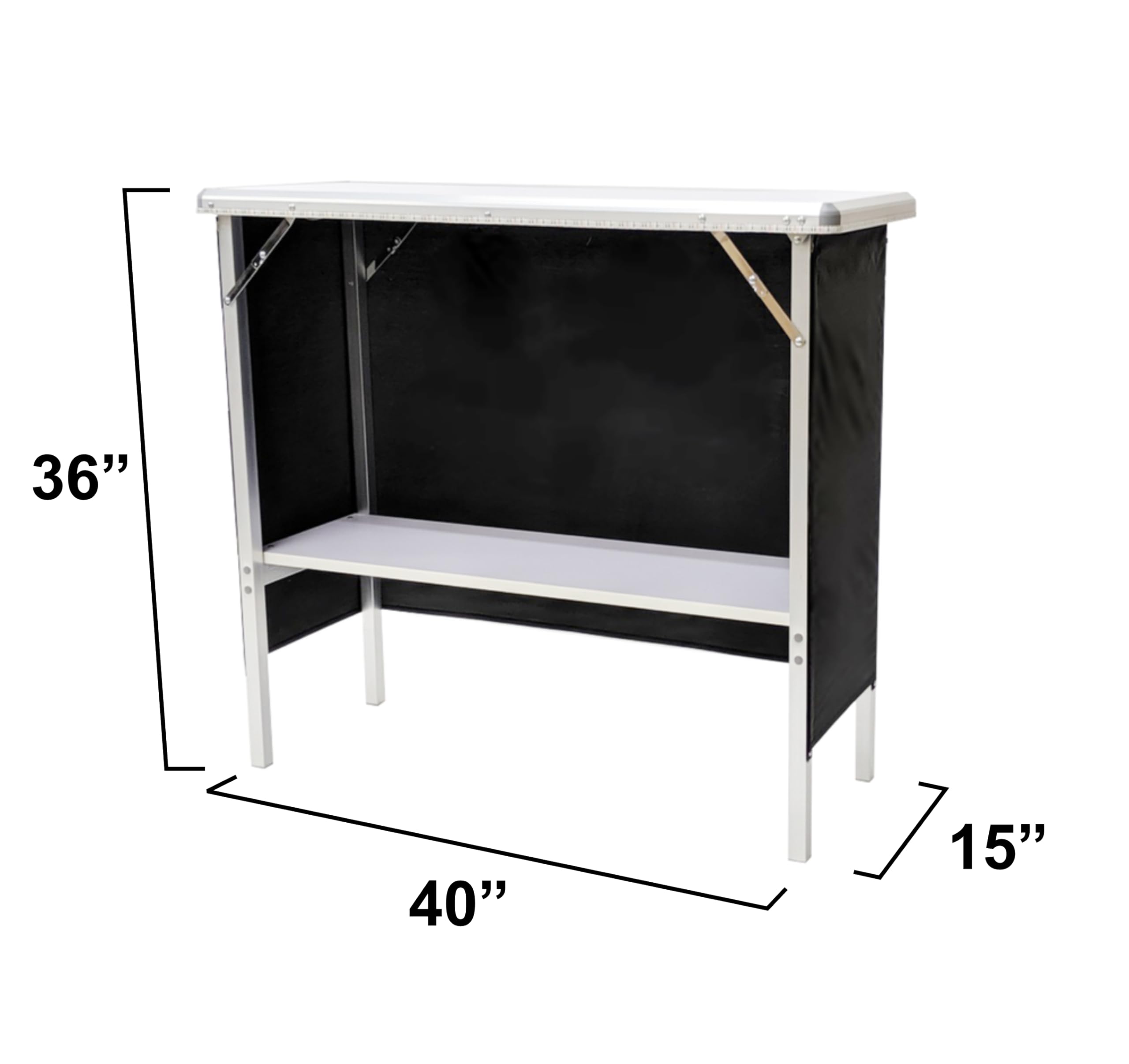 PARTYPONG Black Folding Portable Party Bar with Black Skirt, Storage Shelf, and Carrying Bag - Single Set
