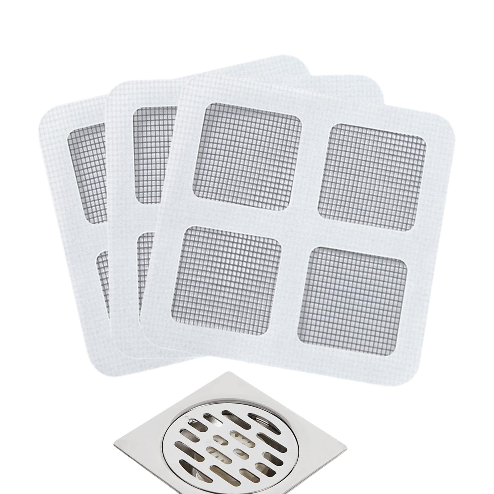 Shower Drain Sticker - Hair Guard Sewer, Floor Drain Mesh | 3 Bathtub Strainer Hair Catcher Patches, Disposablle Prevent Clogged Drains Filter Screen, Kitchen Sink Strainer Stopper for Trash