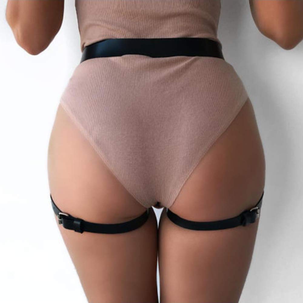 Joygulls Women's Sexy Punk Leather Adjustable Leg Harness Caged Thigh Holster Garters
