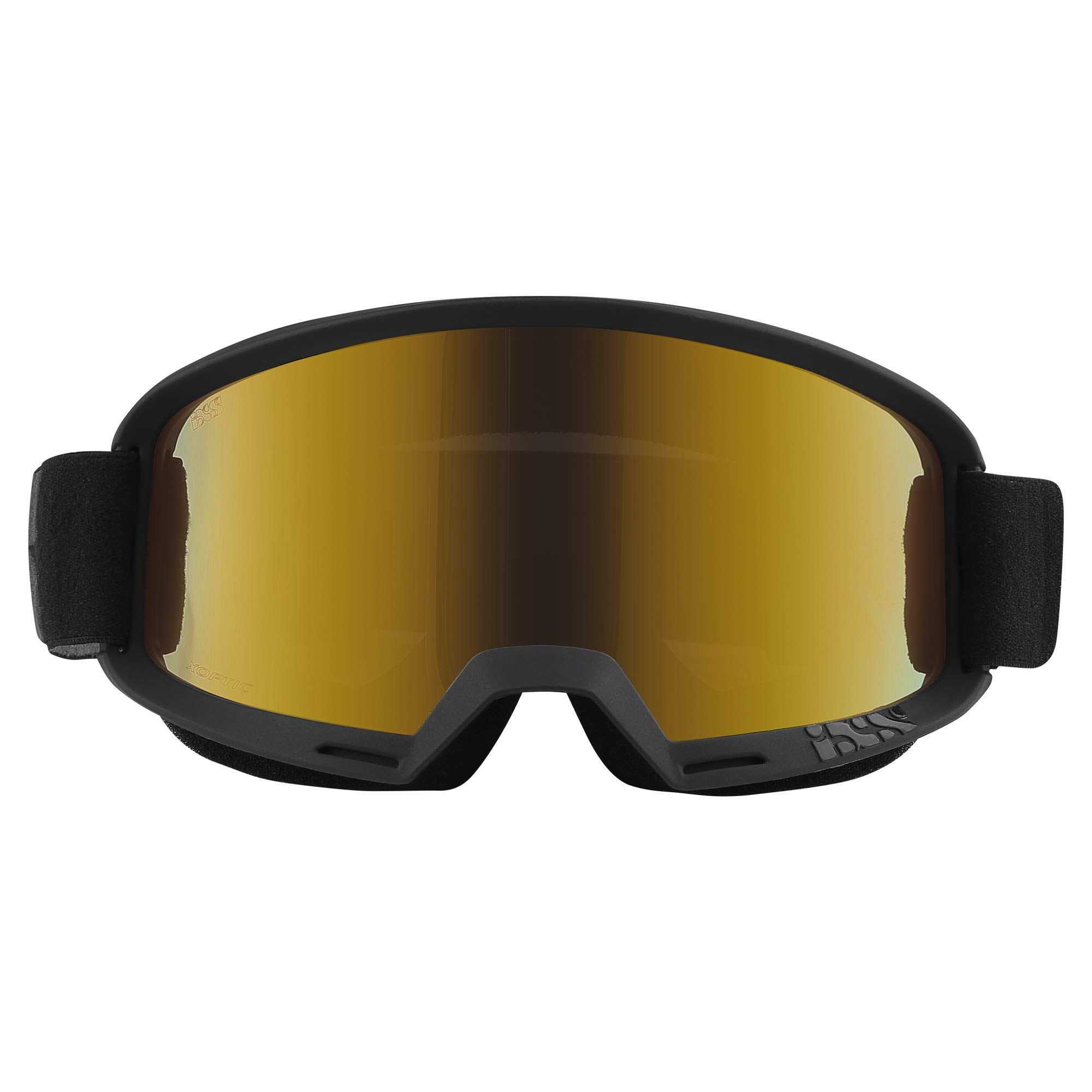 IXS Hack Goggle Trigger Black/Mirror Gold One Size, 45mm Elastic Strap, Unobstructed Pereferal Vision (178°x78°), 3ply Foam for Increased Comfort, Roll-Off/Tear-Off Compatibility