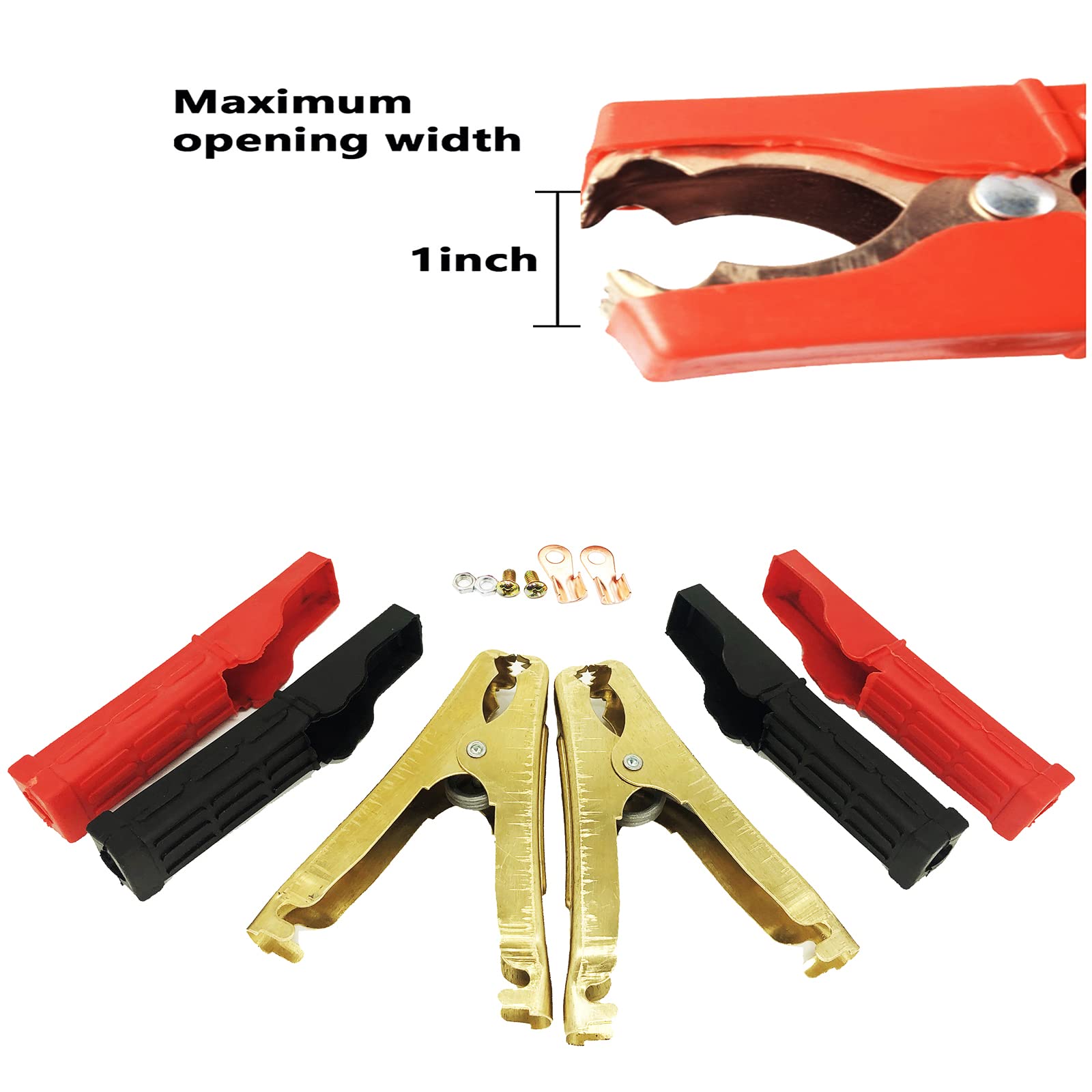 Jumper Cable Battery Clamps Crocodile Clamp brass Clamps 100A/800A/1500A Car Battery Charger Clamps Power Replacement Battery Alligator Clips Jumper Cables Clamp-S(100-500A)