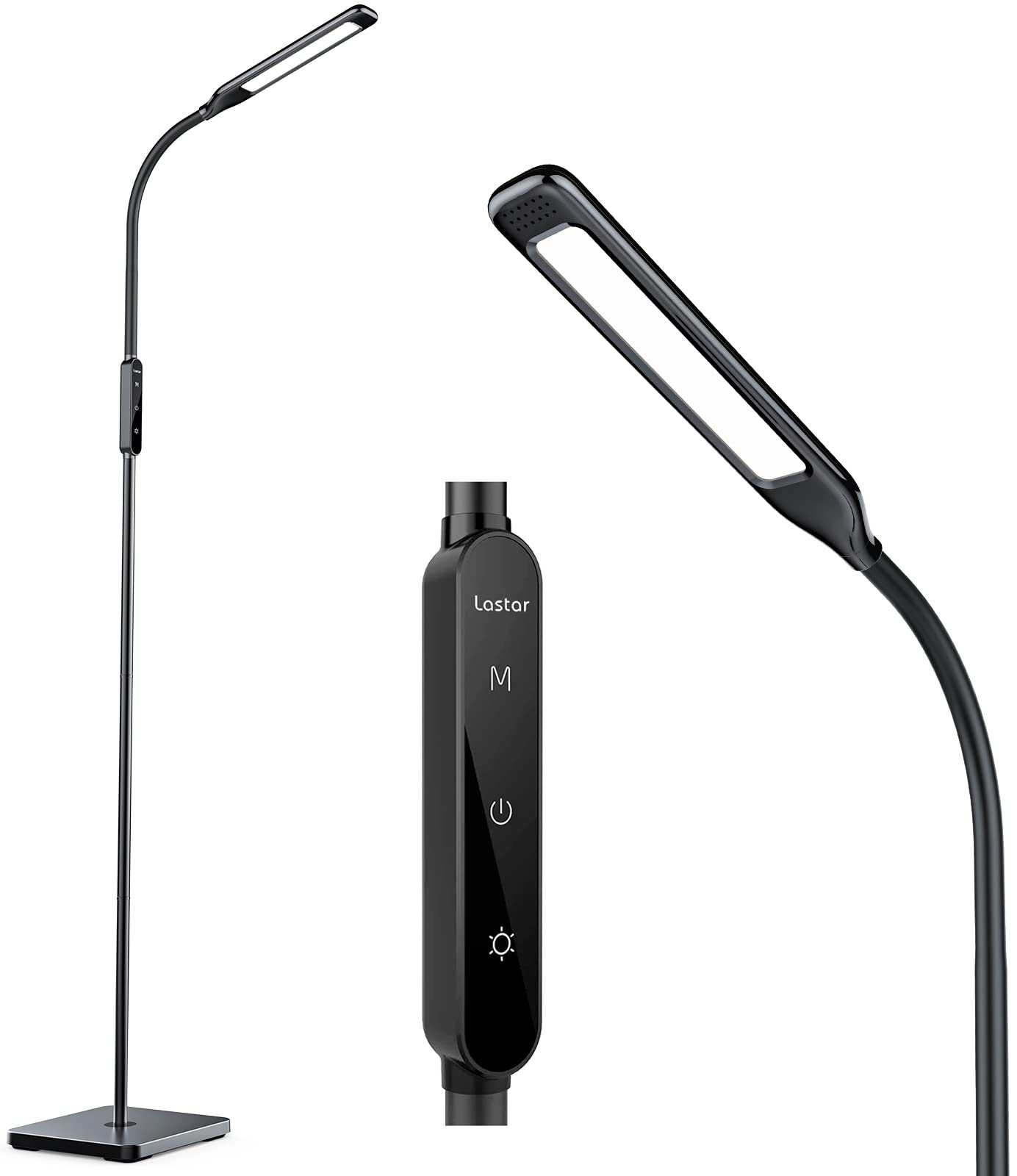 LASTAR LED Floor Lamp, Reading Lamp with 3000K-6000K & 4 Brightness Levels, Dimmable Standing Lamps for Living Room, Office with Flexible Gooseneck,Timer & Memory Function