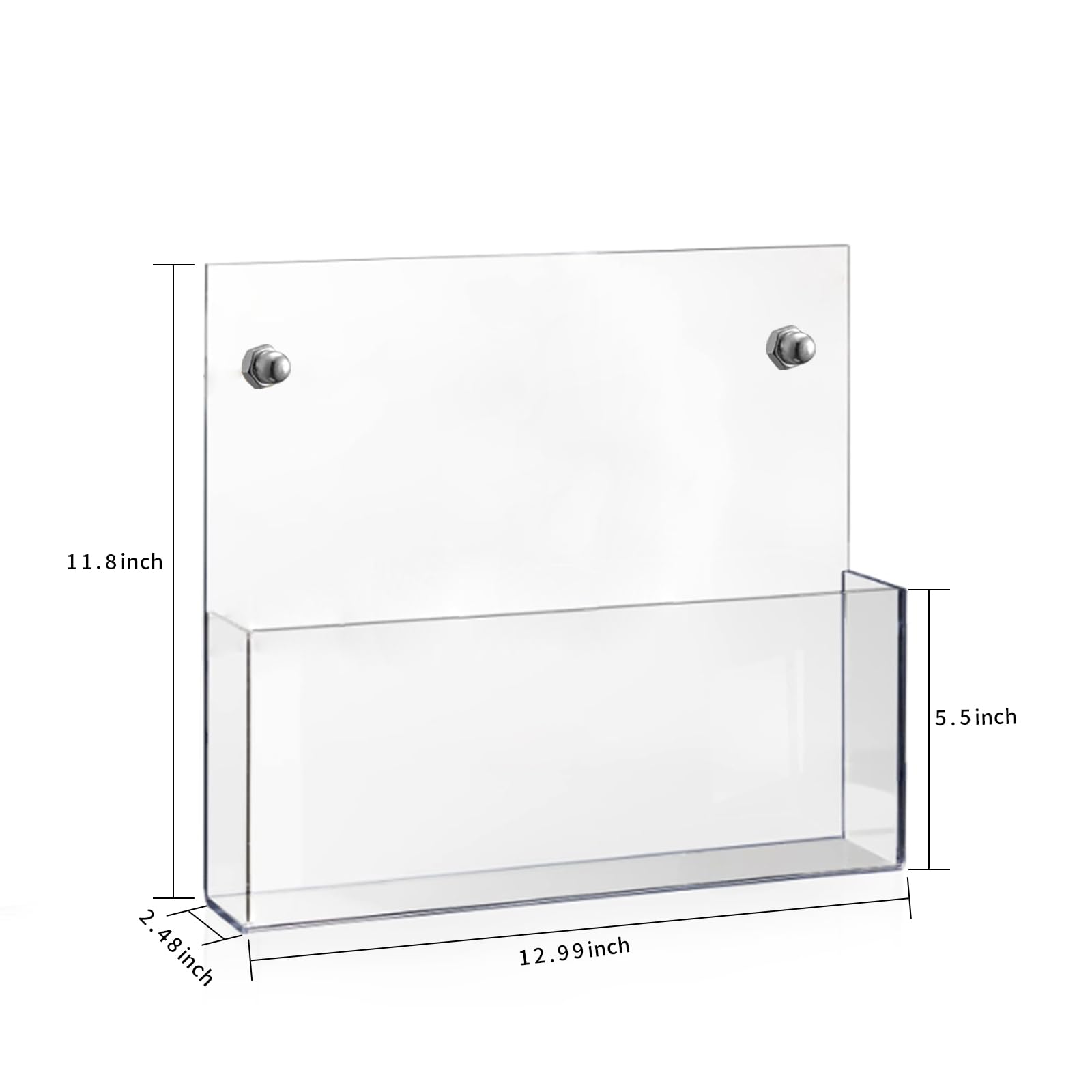 HZE Clear Acrylic Wall File Organizer, 2 Pack Large Office Wall Organizer with Premium, Space Saving Mail Holder for Wall for File Folders, School Mailbox, Home/Office Papers (12.99''Lx 11.8''W)
