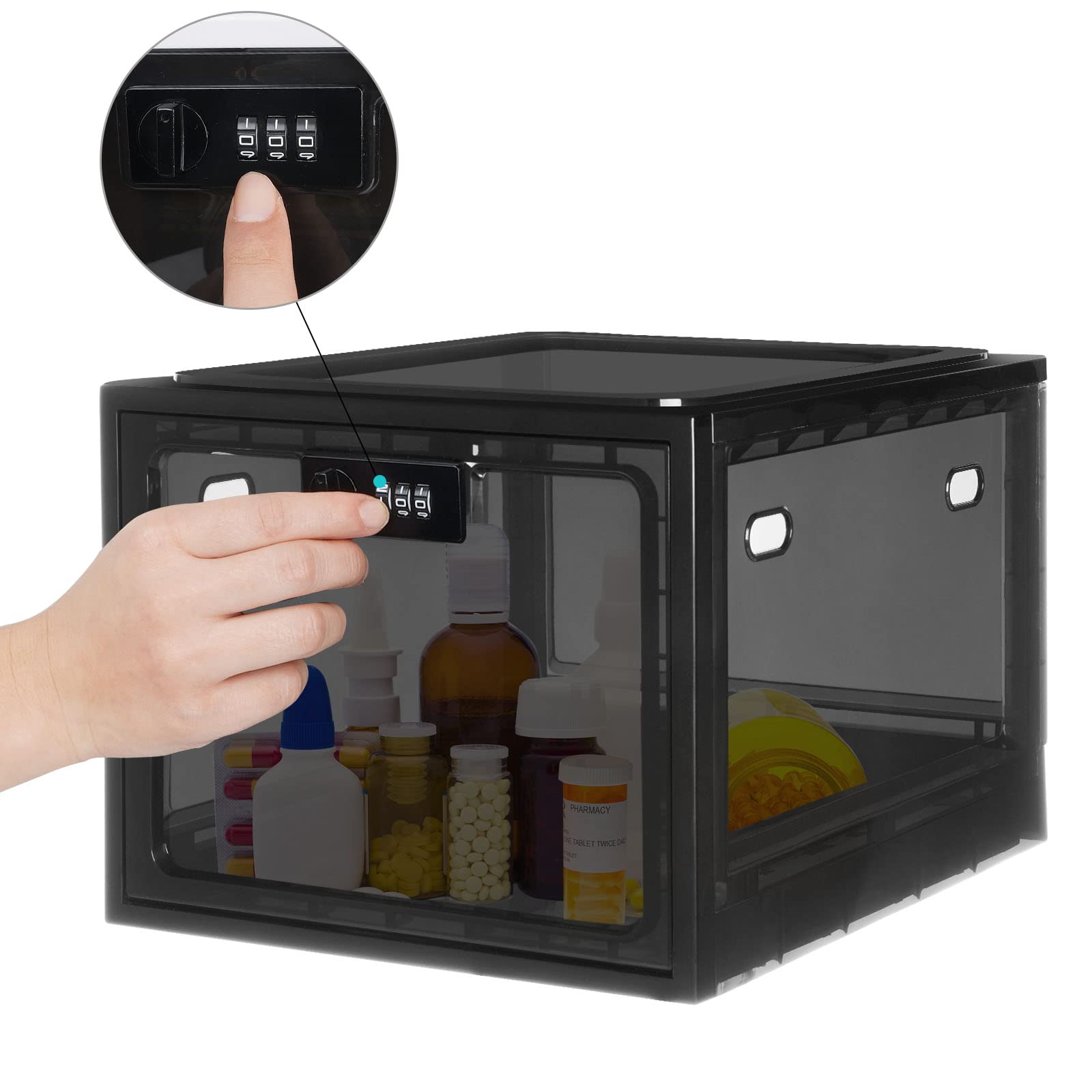 Lalifebuss Medicine Lock Box, Medication Lockable Container for Refrigerator Food Safe Locking Box Tablet Phone Locked Box for Kitchen Home School and Office Safety