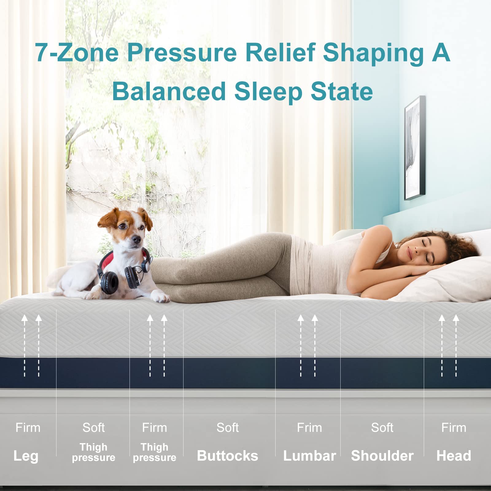 IYEE NATURE Queen Mattress,14 Inch Cooling-Gel Memory Foam Mattress Bed in a Box,Mattress Queen Size Supportive & Pressure Relief with Breathable Soft Fabric Cover,Medium Firm Feel