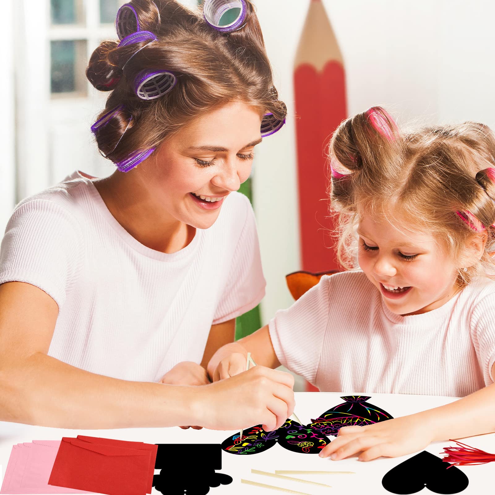 Mothers Day Scratch Crafts Arts Kit Happy Mother's Day Rainbow Scratch Paper for Kids Classroom Activity 36Pcs
