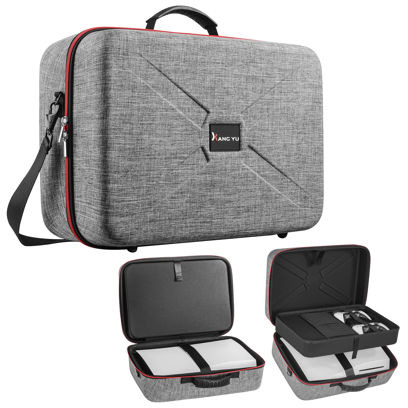 KANG YU Double-Layer Design Protective for ps5 Carrying Case,Hard Shell Have Cushion Padding Travel Storage Bag for Playstation 5 Digital Edition/Disc game Consoles,Waterproof and Shockproof.