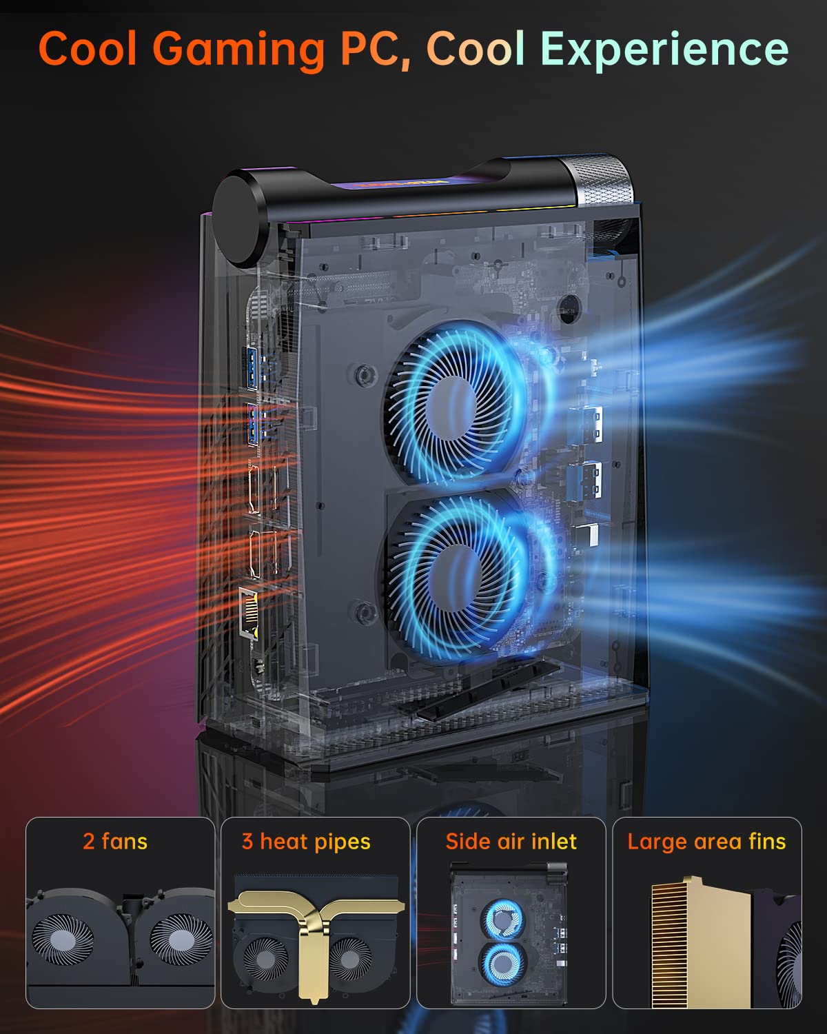 KAMRUI Mini PC,Intel Core i7-12650H Mini Desktop Computer,Mini Computer Tower PC,Dual Channel 32GB DDR4 512GB NVMe PCIe 3.0 X4 SSD,4K Triple Display,WiFi 6,BT 5.2 for Office Home Business