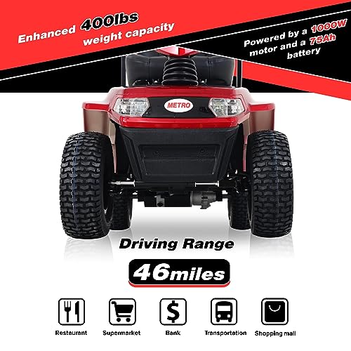 Metro Mobility 4 Wheel Heavy Duty Powered Mobility Scooters for Seniors - 400 lbs Capacity Motorized Scooter for Adults, Travel - Adapts to All Terrains with Exceptional Leg Room - Red
