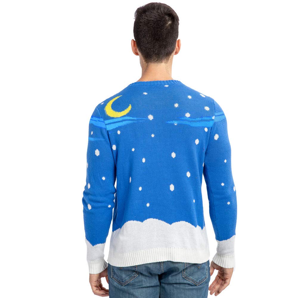 JOYIN Men's Christmas Fuzzy Reindeer Ugly Sweater for Holiday or Birthday Gift (X-Large, Blue)