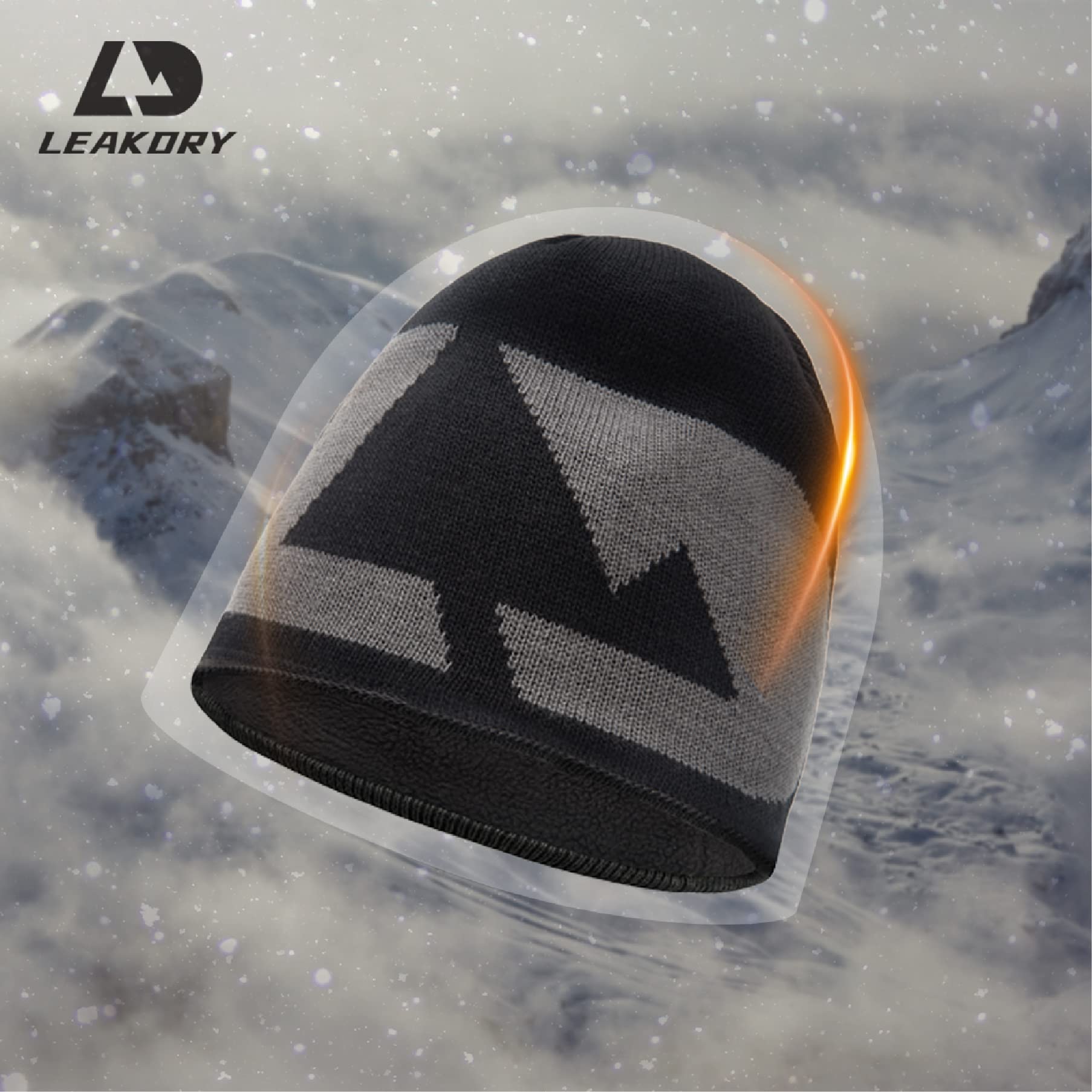 LEAKDRY Waterproof Beanie,Windproof Breathable Beanie Hats for Men Knitted Slouchy Beanies Thick Soft Warm Winter Hat-Black Beanie