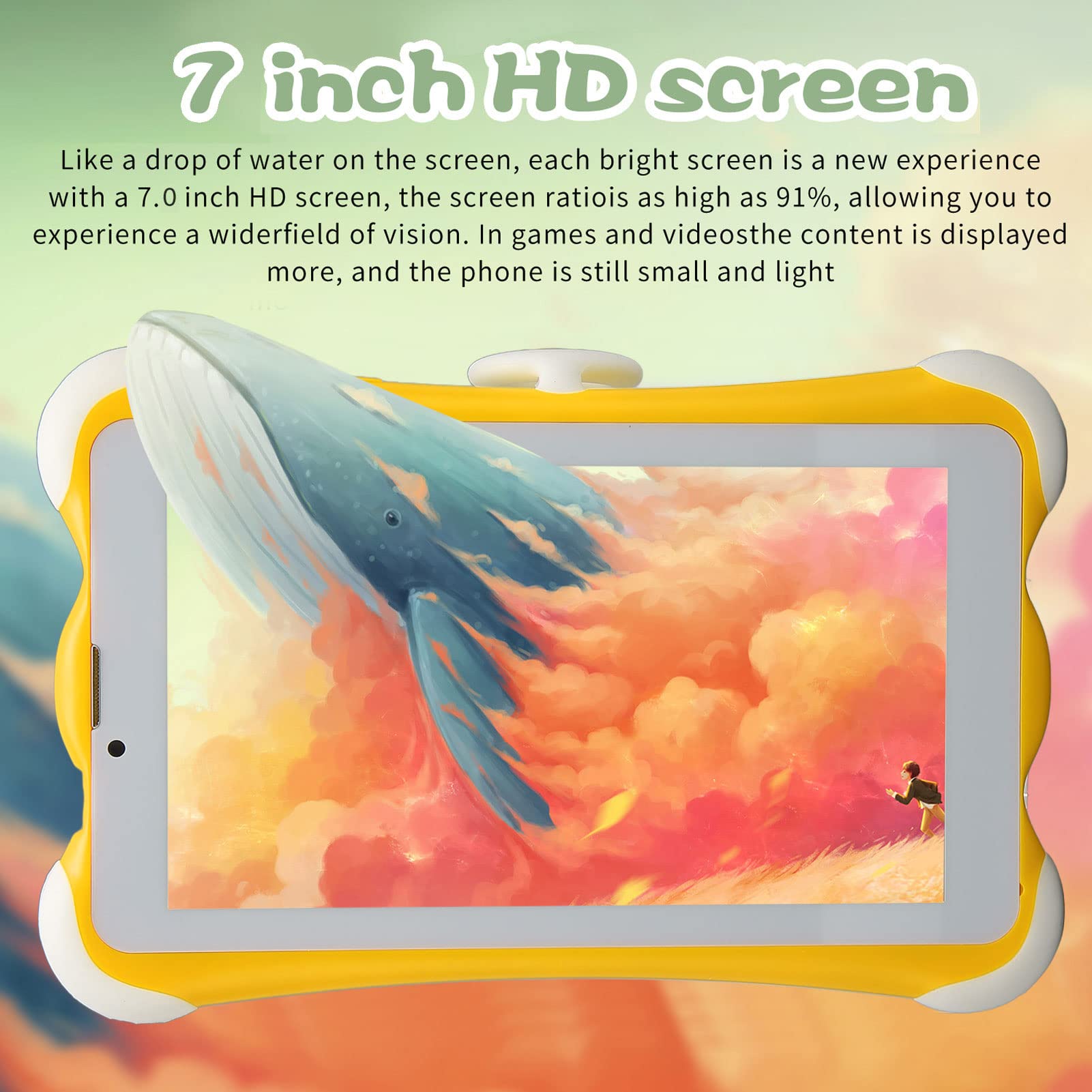 Kids Tablet 7in 3GB+32GB WiFi Dual SIM Dual Standby Toddler Tablet with Eye Protection, Easy Access, Triple Slot, Android6.0, HD Display & 6000mAh Battery (US Plug)