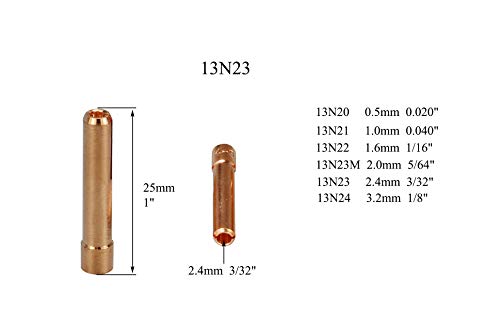 RIVERWELD TIG Collets 13N23 (3/32" & 2.4mm Orifice) Fit DB PTA SR WP 9 20 25 TIG Welding Torch 10pk