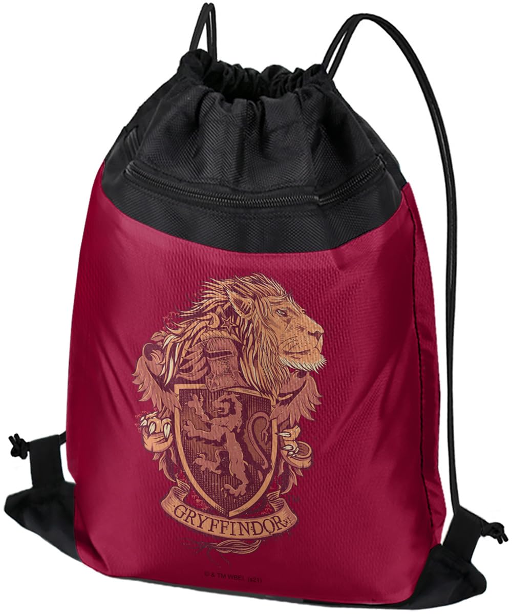LOGOVISION Harry Potter Gryffindor Lion Crest Drawstring Backpack Sports Bag Sackpack 17" x 13", Perfect for Gym, Yoga or Practice