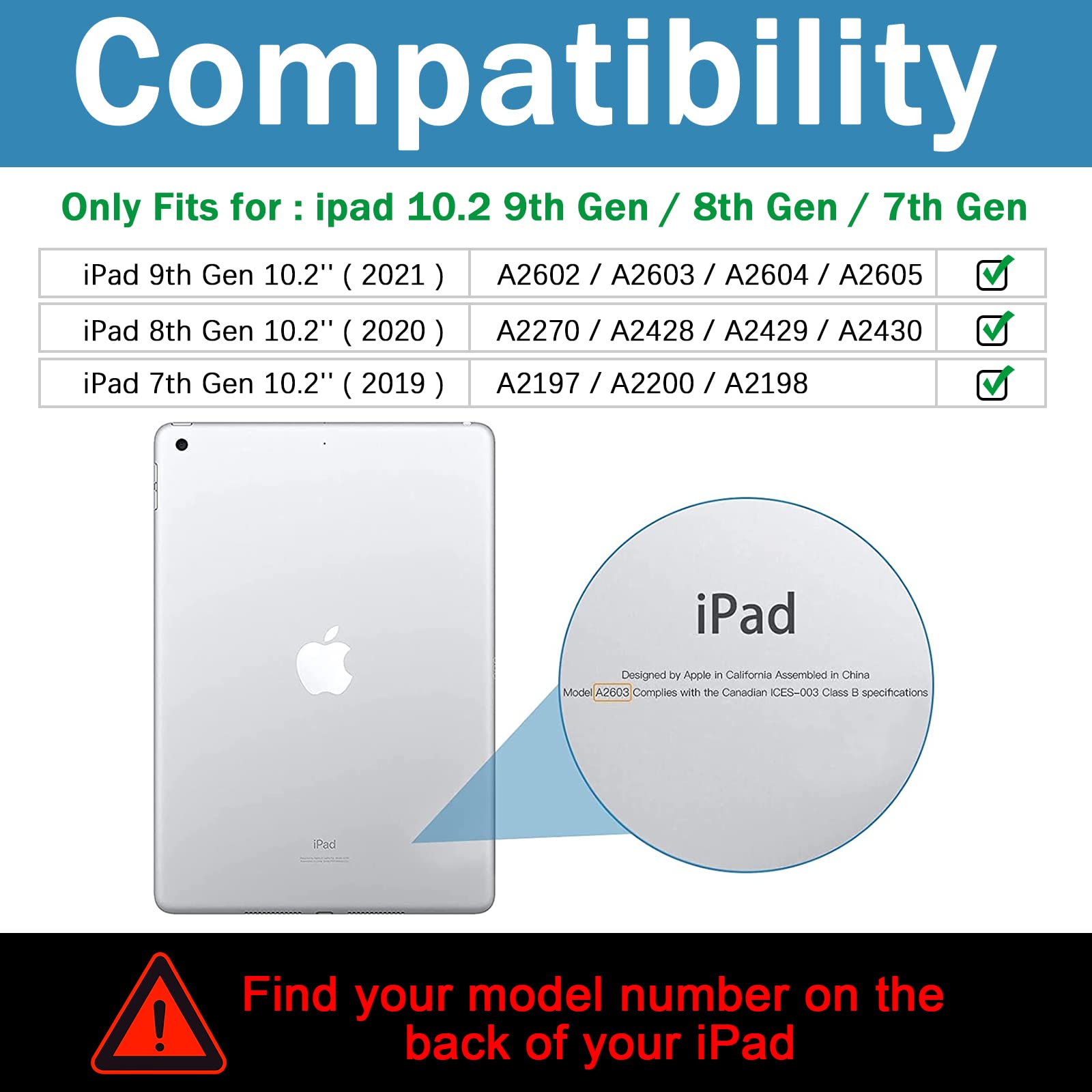 Nitupai Case for iPad 9th Generation/iPad 8th 7th Generation 10.2 inch 2021/2020/2019 Heavy Duty Shockproof Rugged Protective Cover 10.2'' with Stand Kids, Red+Blue
