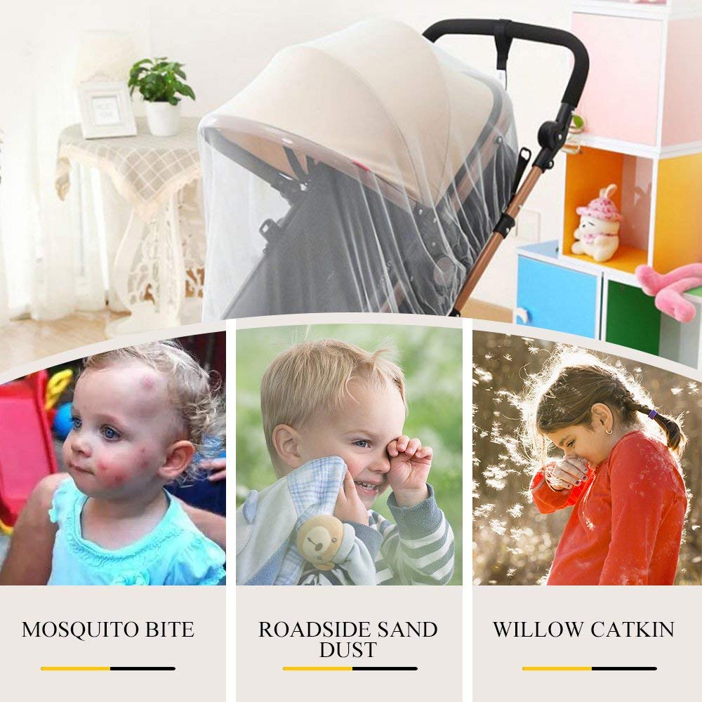 Jolik(2 Pack) Mosquito Net for Stroller Carriers Car Seats Cradles, Universal Size, High-Density Stroller Mosquito Net…