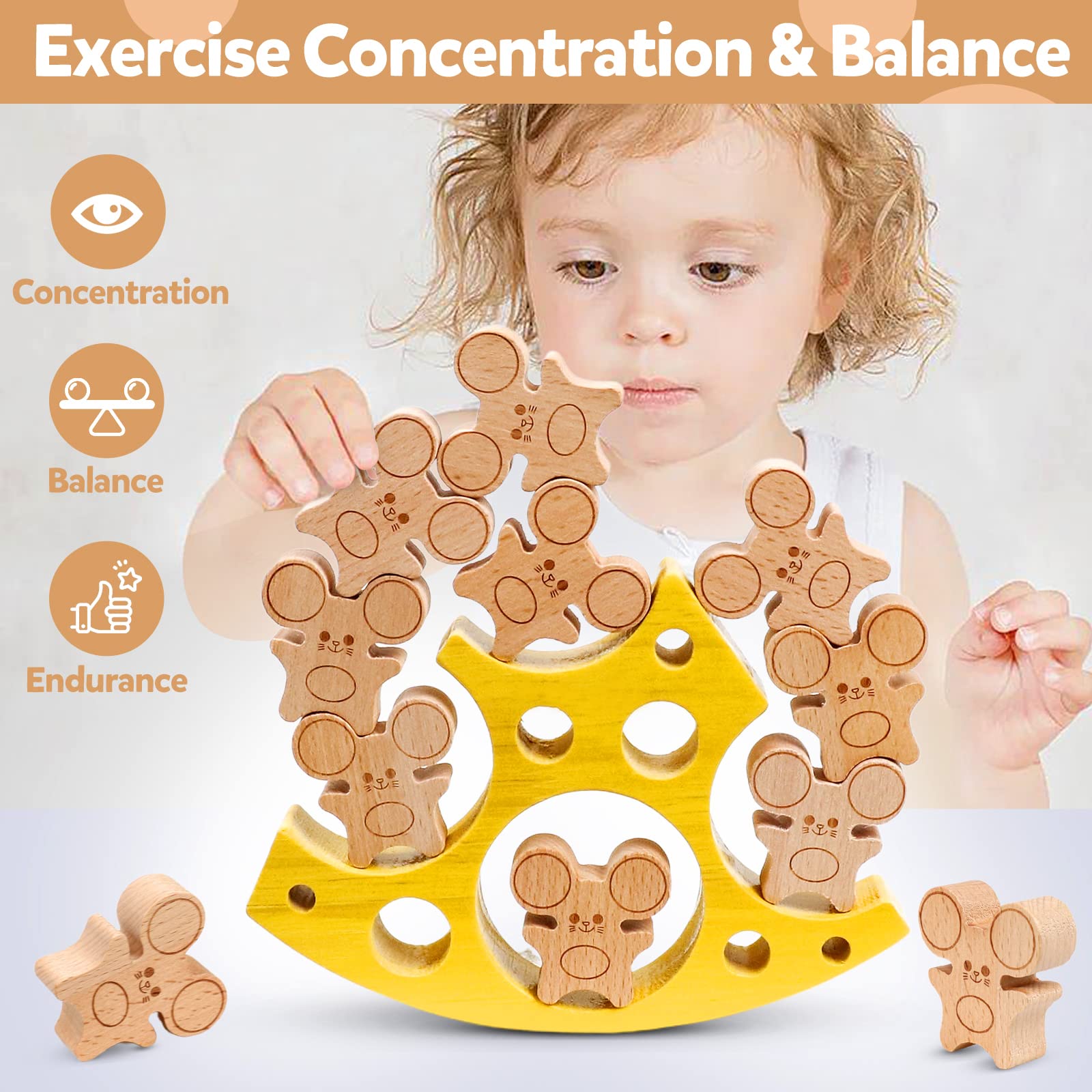 NAODONGLI Wooden Stacking Toys for Kids