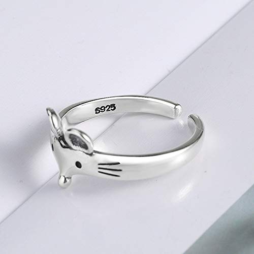 JOYID Cute Rat Mouse Ring Copper Zircon Crystal Zodiac Sign Animal Natal Year Gift Adjustable Ring for Women-Style 1