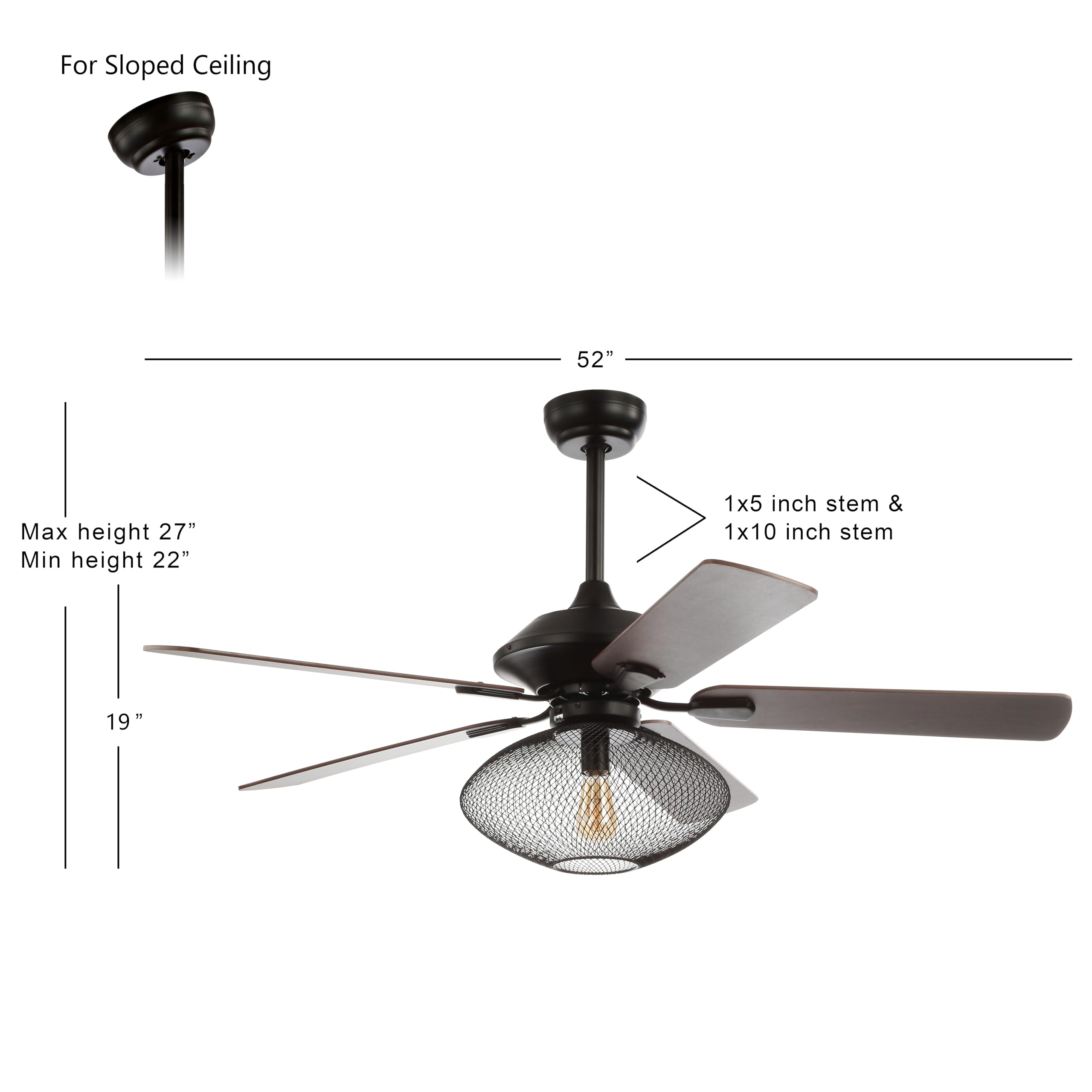 JONATHAN Y JYL9605A Clift 52" 1-Light Mid-Century LED Ceiling Fan with Remote, Transitional, Glam, Classic, Modern, Contemporary, Living Room, Family Room, Dining Room, Bedroom, Oil Rubbed Bronze