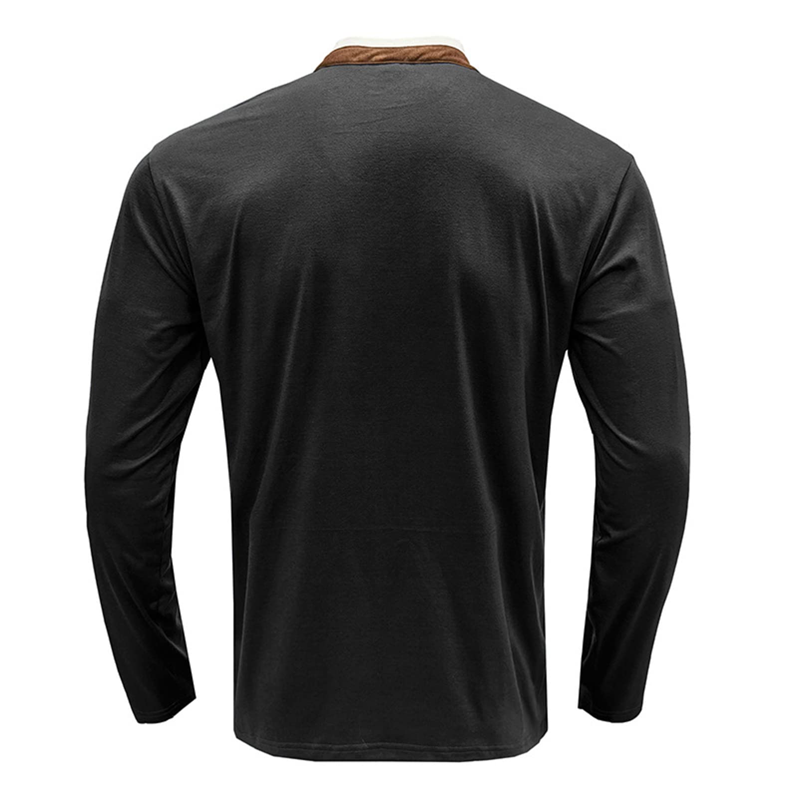 Men's Henley Cotton Casual Long Sleeve Lightweight Button T-Shirts Workout Tops Black