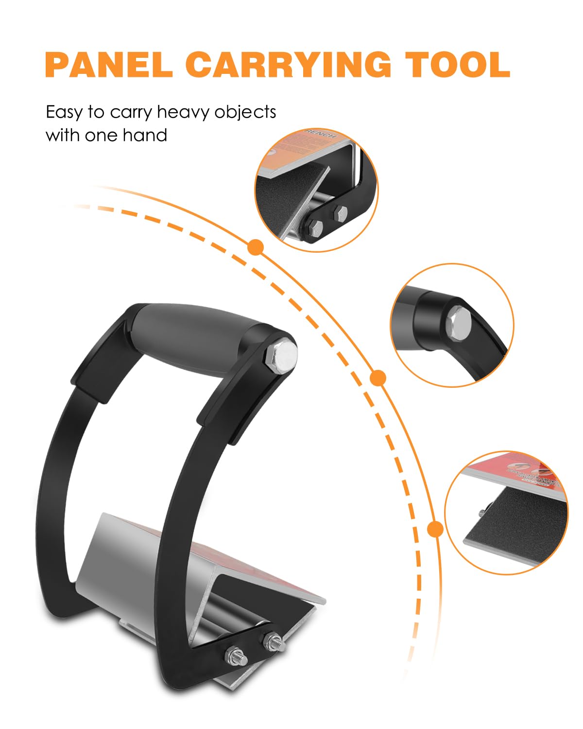 Panel and Plywood Carrier Tool, 0 to 1 Grip Range Sheetrock Gripper Carrying Soft-Grip Handle Gripper Lift Heavy Duty Metal Gripper for Clamp Wood Board or Drywall Lifter with Single Hand