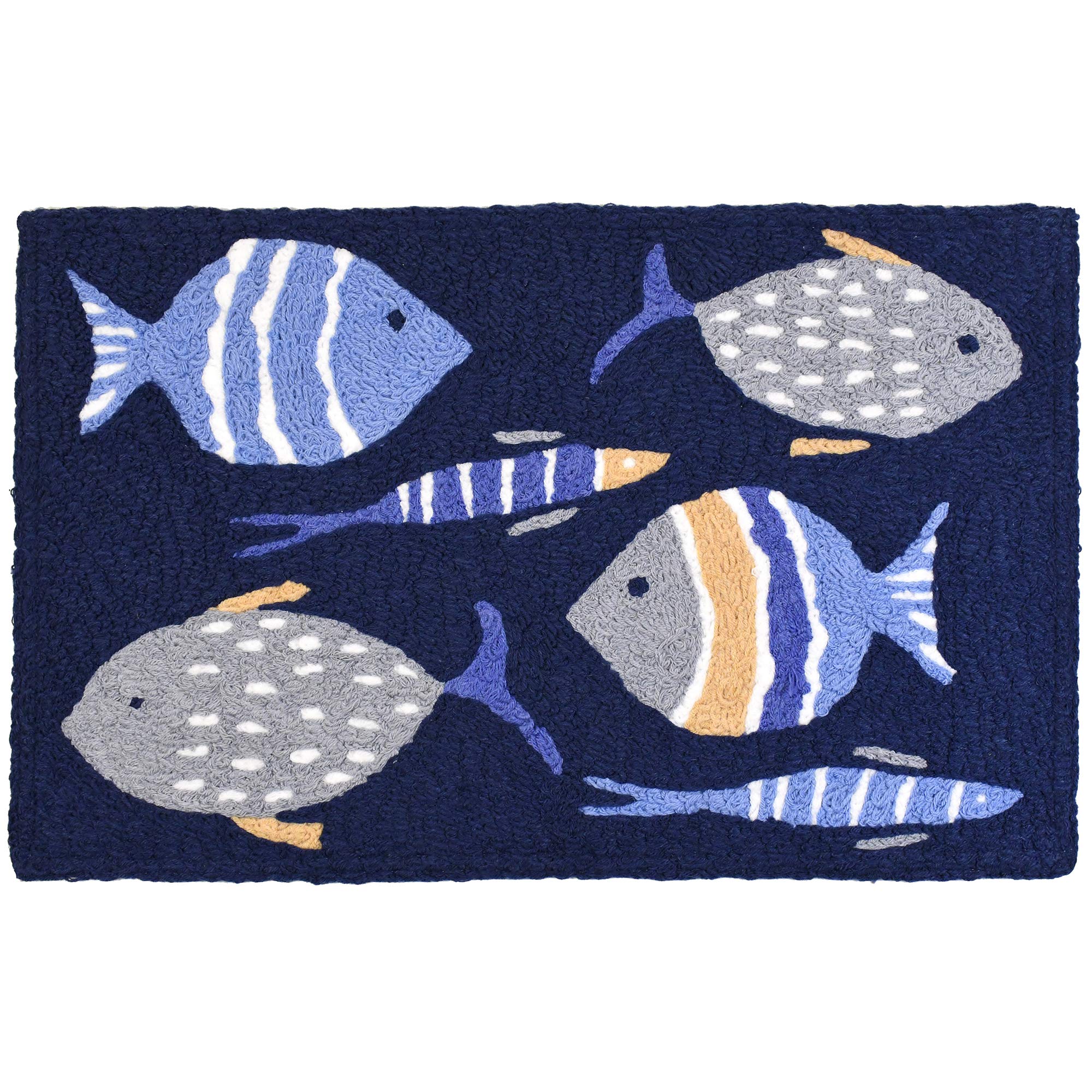 Jellybean Deep Blue Sea Indoor/Outdoor Machine Washable 20" x 30" Accent Rug