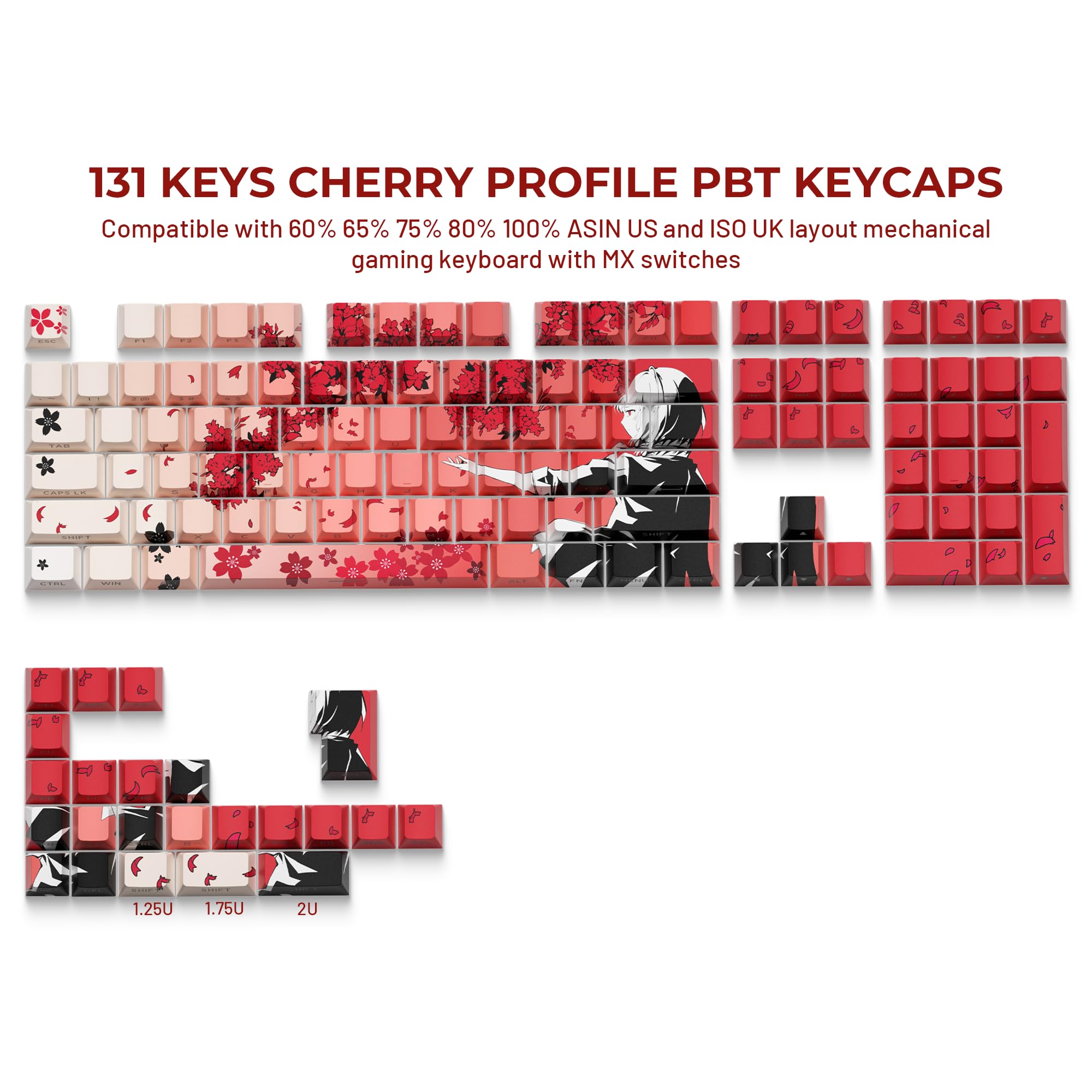 PBT Keycaps 143 Keys Honey keycaps New Version Dye-Sublimation XDA Keycaps Japanese keycaps for Cherry Gateron MX Switches Mechanical Gaming Keyboards(with 1.75U Shift)