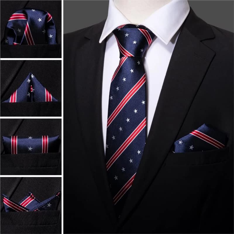 LXXSH Men Tie Set Silk Navy Handkerchief Ties for Men Gift Wedding Business Designer Necktie (Color : A, Size : One Size)