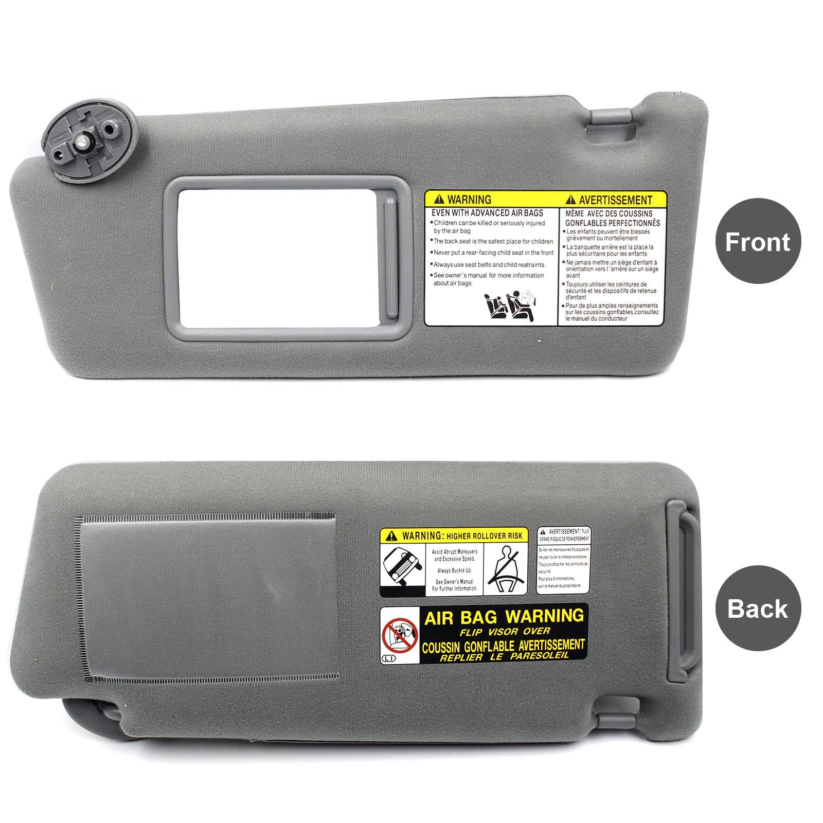 Left Driver Side Sun Visor Gray Without Sunroof Compatible with Toyota Tacoma 2005 2006 2007 2008 2009 2010 2011 2012 Replaces # 74320-04181-B1