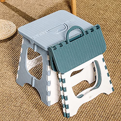 QSYW Folding Step Stool Compact Plastic Foldable Step Stool Holds Up to 300 lbs,12 inches,30cm,Non-Slip(Green) 1PCS