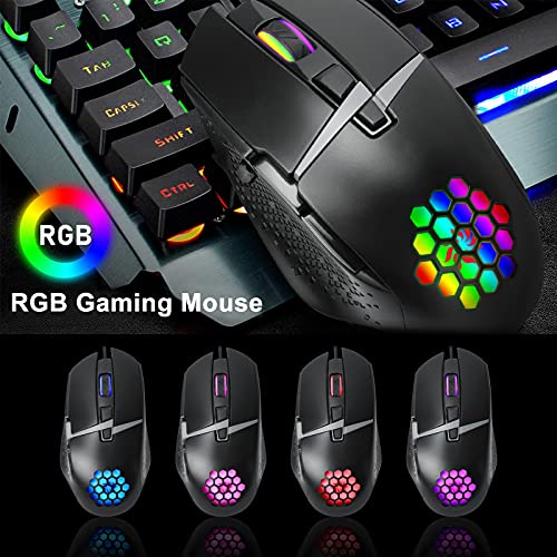 KBCASE Wired Gaming Mouse, PC Gaming Mice, Adjustable 7200 DPI, 7 Programmable Buttons Mouse for Laptop RGB Backlit Computer Mouse for Laptop Windows/PC/Mac/Gamer