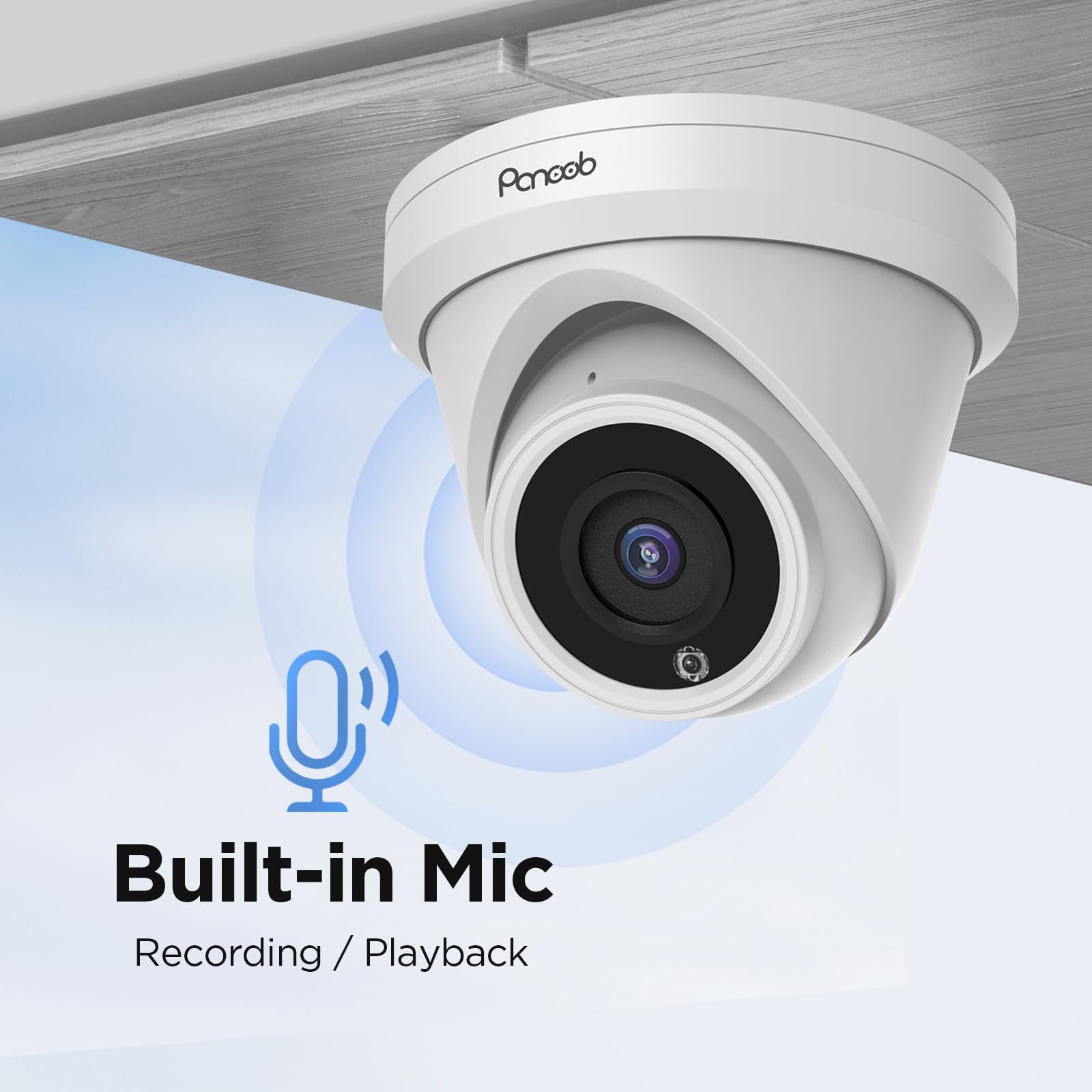 PANOOB PoE Camera Outdoor/Indoor, Home UltraHD 4MP Wired Dome Surveillance Security IP Camera, 2.8mm Lens 110°Wide Angle, Built-in Microphone, IP67 Weatherproof, 100Ft IR Night Vision, PD93A-4M