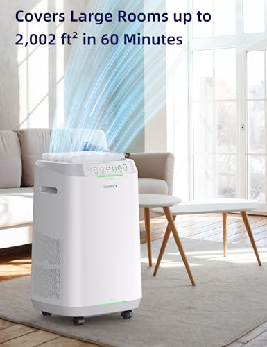 Nuwave OxyPure ZERO Air Purifiers with 20 Yr Washable and Reusable Bio Guard Tech Air Filter, Large Room Up to 2002 Ft², Air Quality Monitor, 0.1 Microns, 100% Capture Allergies, Smoke, Dust, Pollen