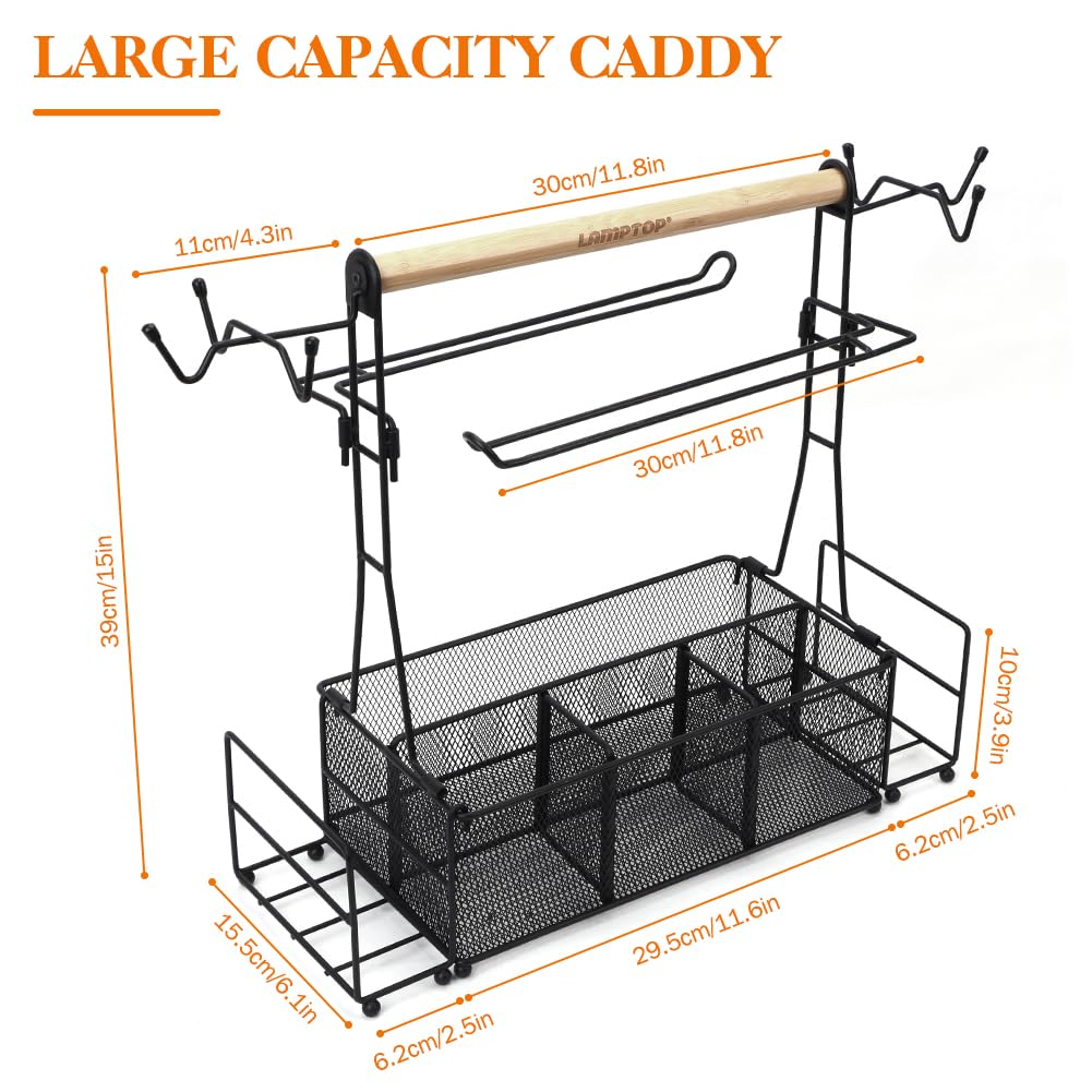LAMPTOP Multi-Functional Storage Rack, Utensil Holder, Fork And Spoon Holder, Condiment Rack For Kitchen, Outdoor Kitchen Storage Rack, Removable, Can Be Used As Office Storage Basket