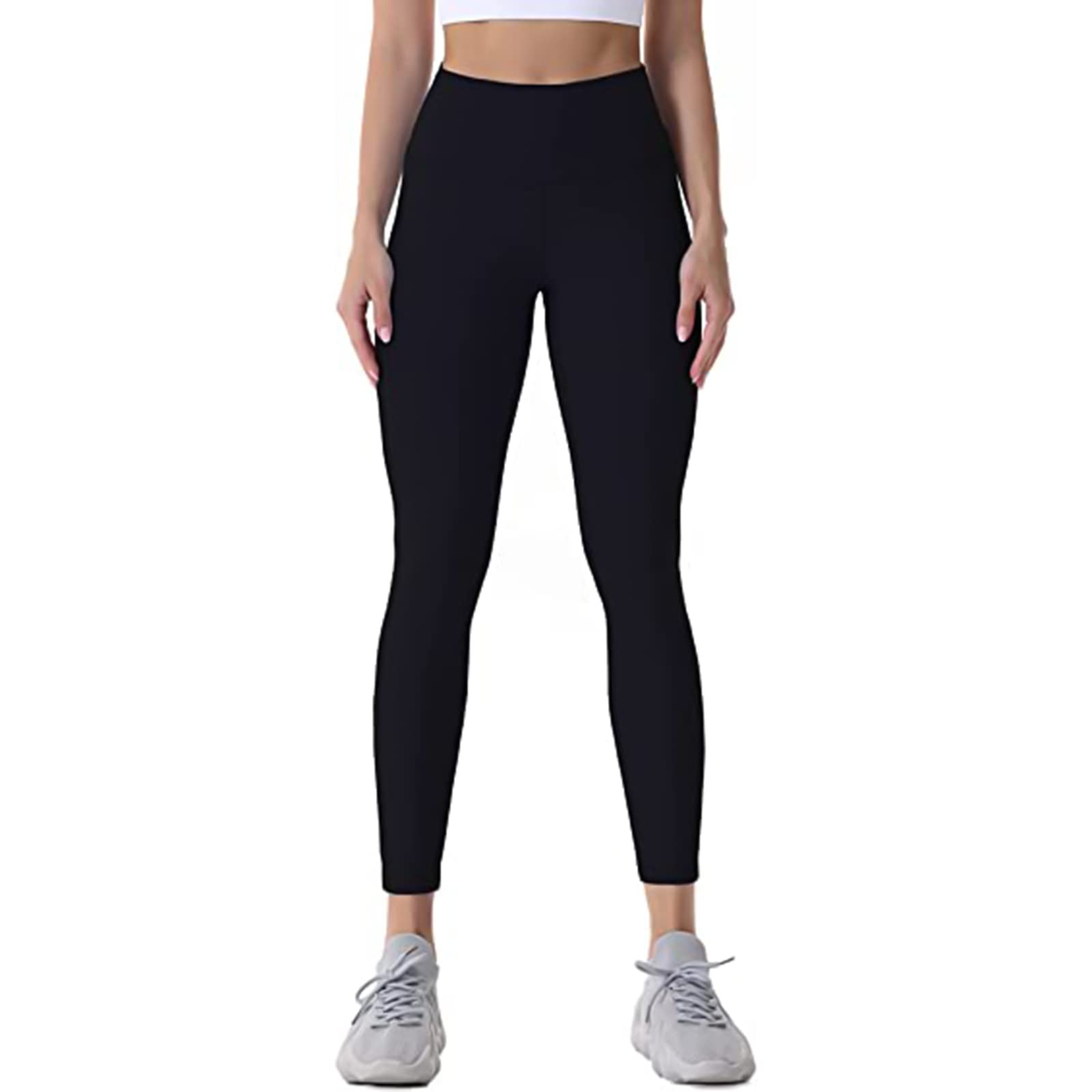 Mainstar Women High Waisted Workout Leggings,Squat Proof Tummy Control Running Yoga Pants with Inner Pocket L Black