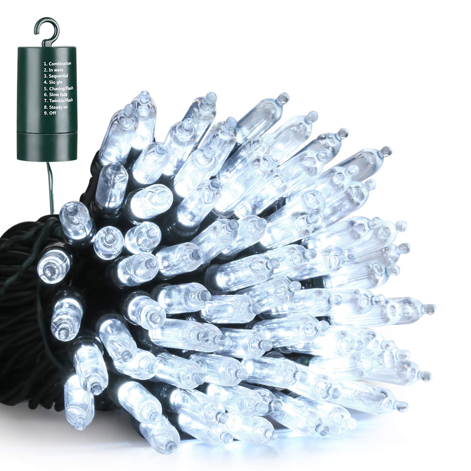 Joomer Green Battery String Lights, 33ft 100LED Battery Operated Mini String Lights 8 Lighting Modes Timer Waterproof for Home, Garden, Party, Holiday, Christmas Trees Decoration