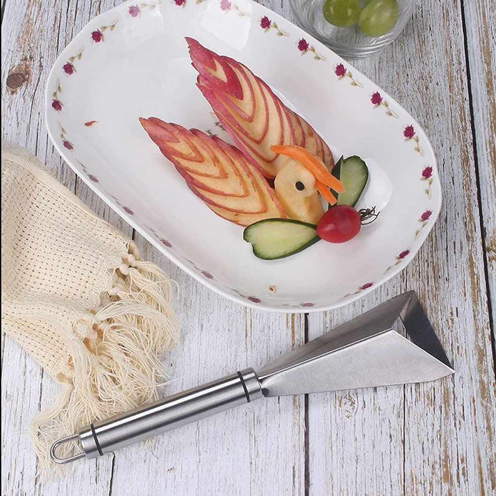 Oligemok Steel Fruit Carving Knife, Triangular Shape Fruit Vegetable Knife Slicer,Sculpting, Fruit Party(2 Pcs)