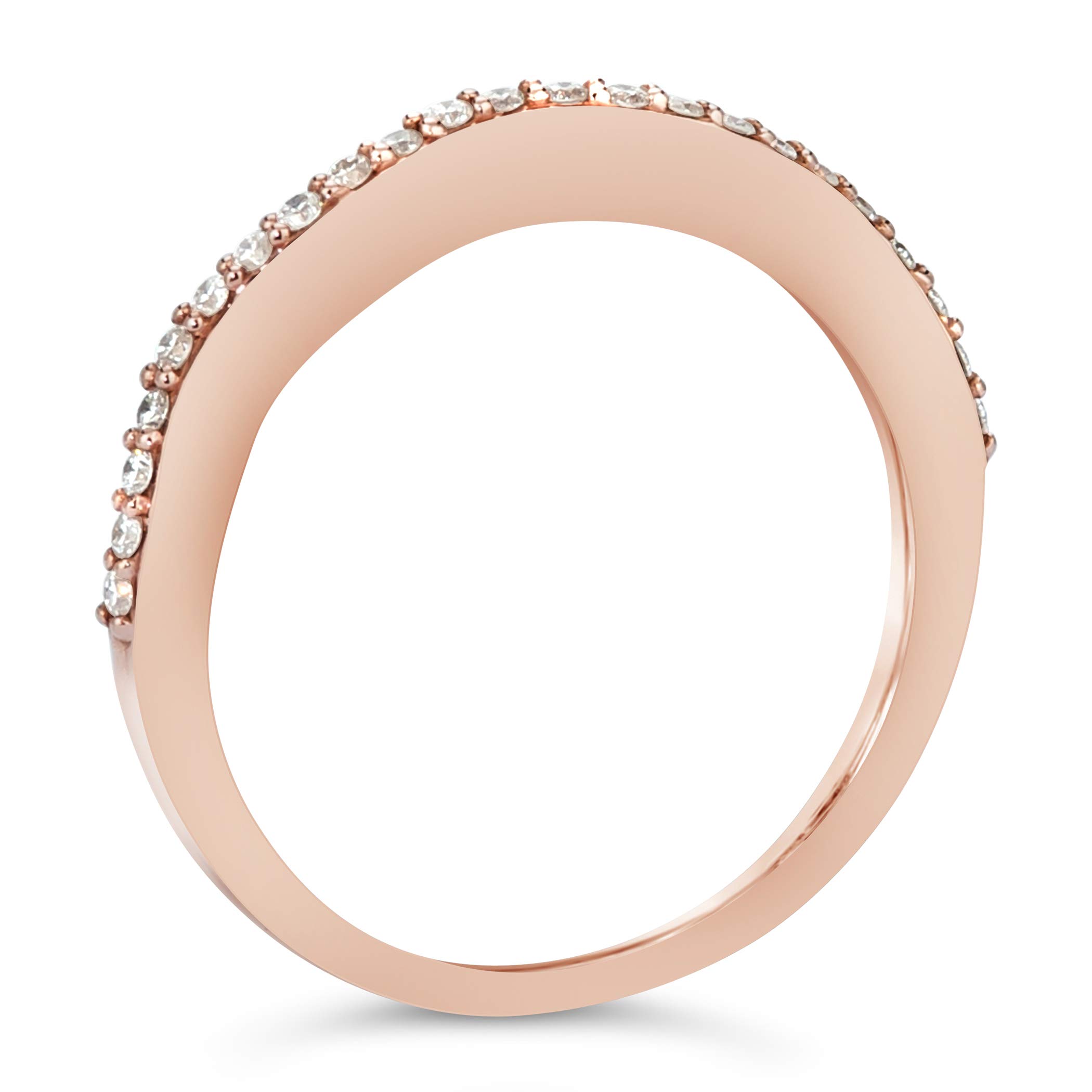 LE VIAN 1/6 Carat Diamond Wavy Stackable Band Ring for Women in 14k Rose Gold (H-I Color, VS2-SI1 Clarity, cttw) Anniversary Wedding Band Ring Size 7 by LeVian