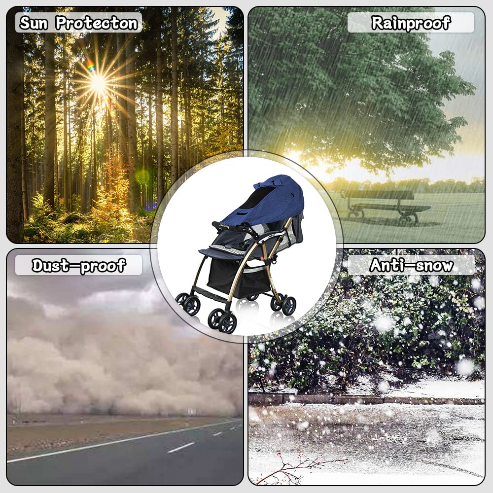 Pram Sunshade Sun Cover, Sun Shade Stroller for Baby, Universal Waterproof Stroller Sunshade Cover Anti-UV with Viewing Window for Stroller, Dark Blue