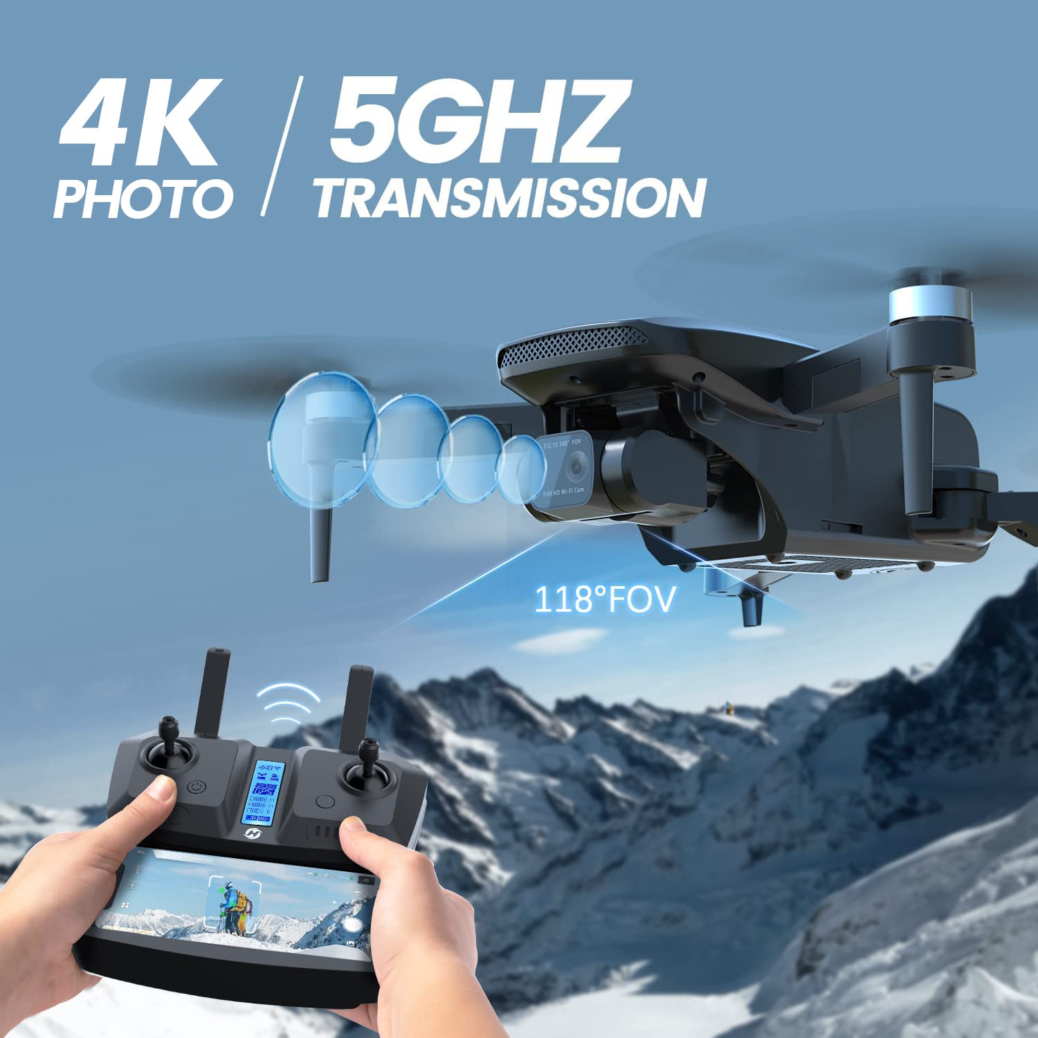 Holy Stone GPS Drone for Adults with Rock Steady Camera 4K Photo 2-axis Gimbal,HS360 FPV Quadcopter for Beginners,Brushless Motor,46Mins Flight Time,Long Range,5GHz Wifi,Follow Me,Auto Return Home