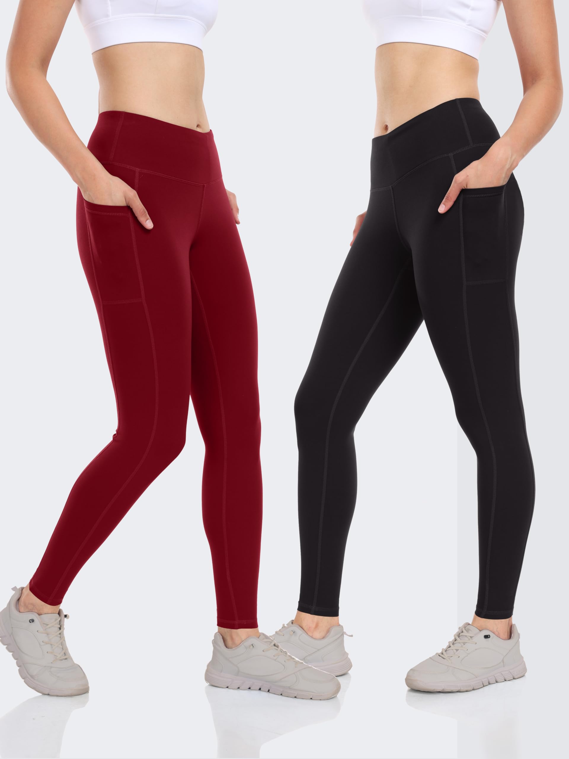 LegEnd Women's Buttery Soft Spandex Leggings High Waist Squat Proof 27" Yoga Pants with Pockets Black