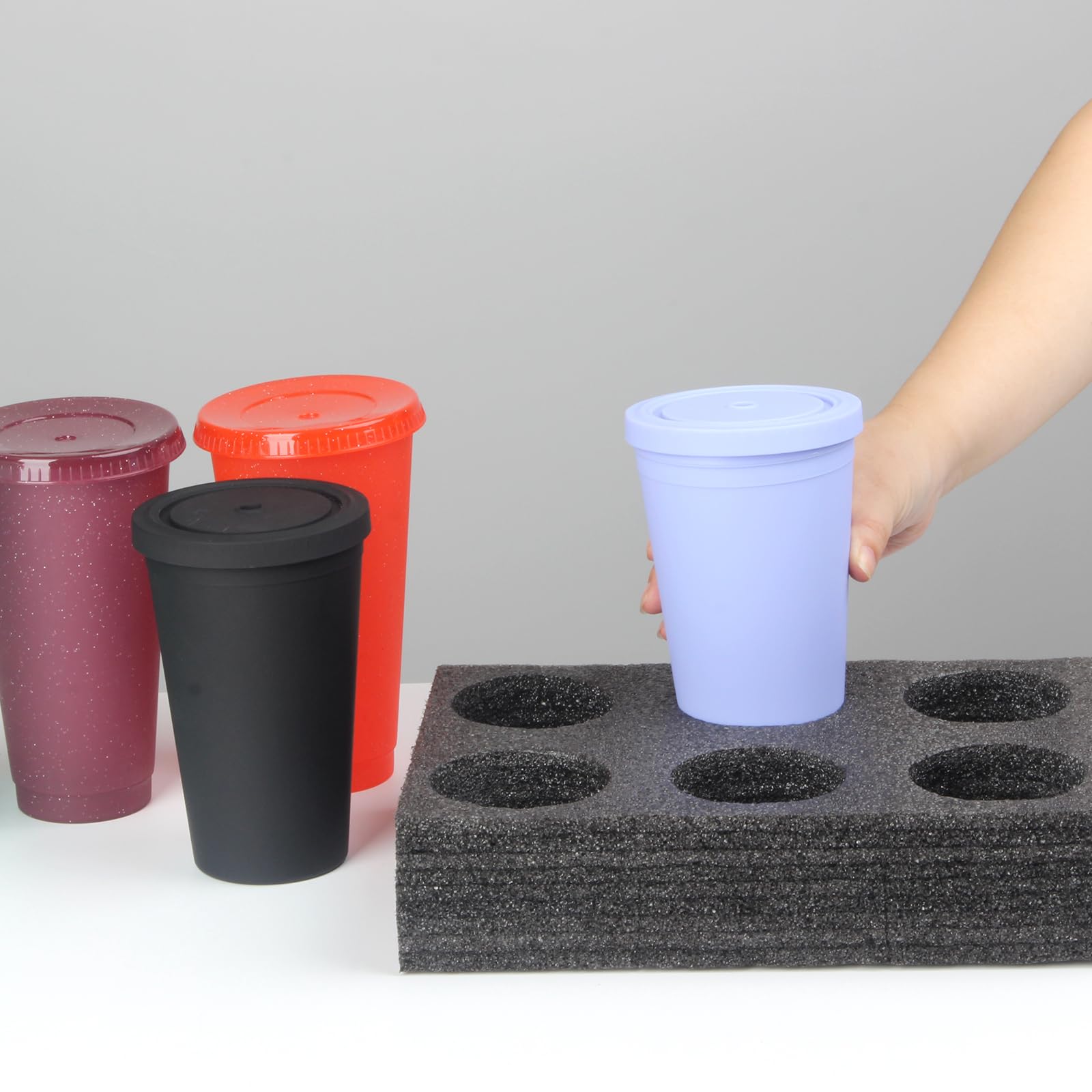 KVMORZE 6-Hole Takeout Coffee Cup Tray 2 Pcs Multi-Hole Foam Cup Holder Tray, To Go Drink Holder for Delivery Hot and Cold Drinks, Beverage Packing Tool for Camping Restaurant Refrigerator Home Decor