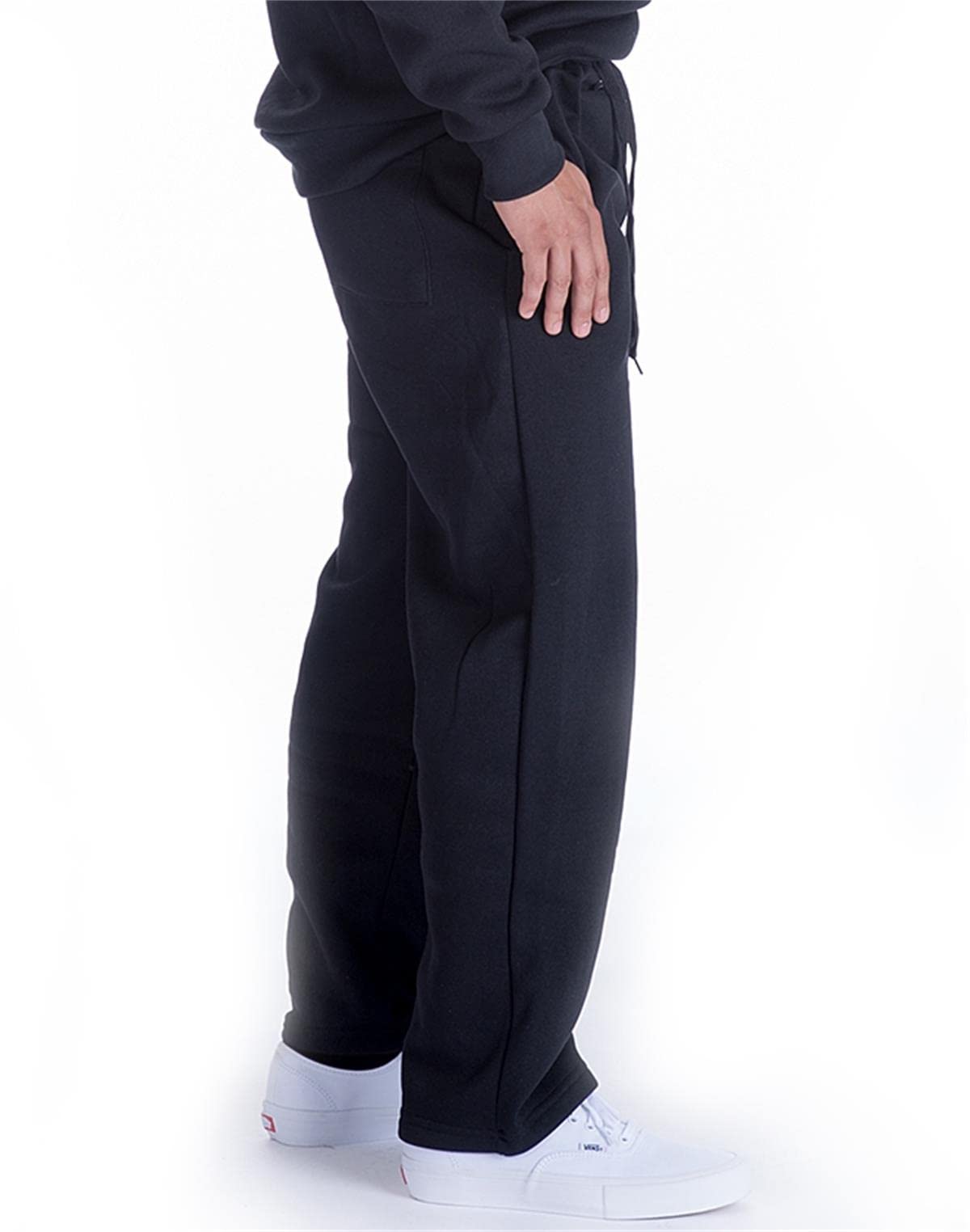 LI HANTON Men's Sweatpants Fleece Jogger Pants Athletic Workout Running Sports Sweatpants with Pockets Open Bottom(Black, US M)