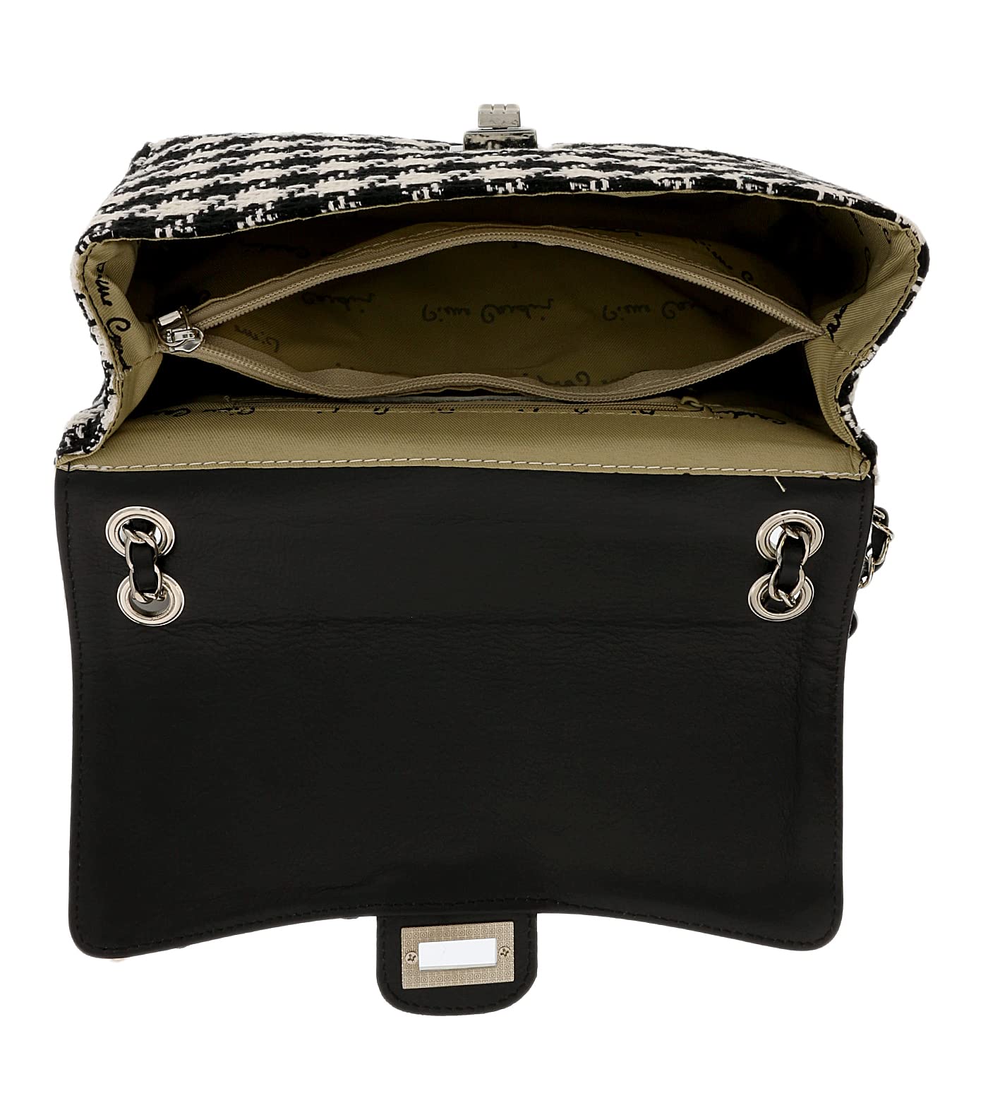 Pierre Cardin Medium White Tweed Medium Curb Chain Shoulder Bag for womens